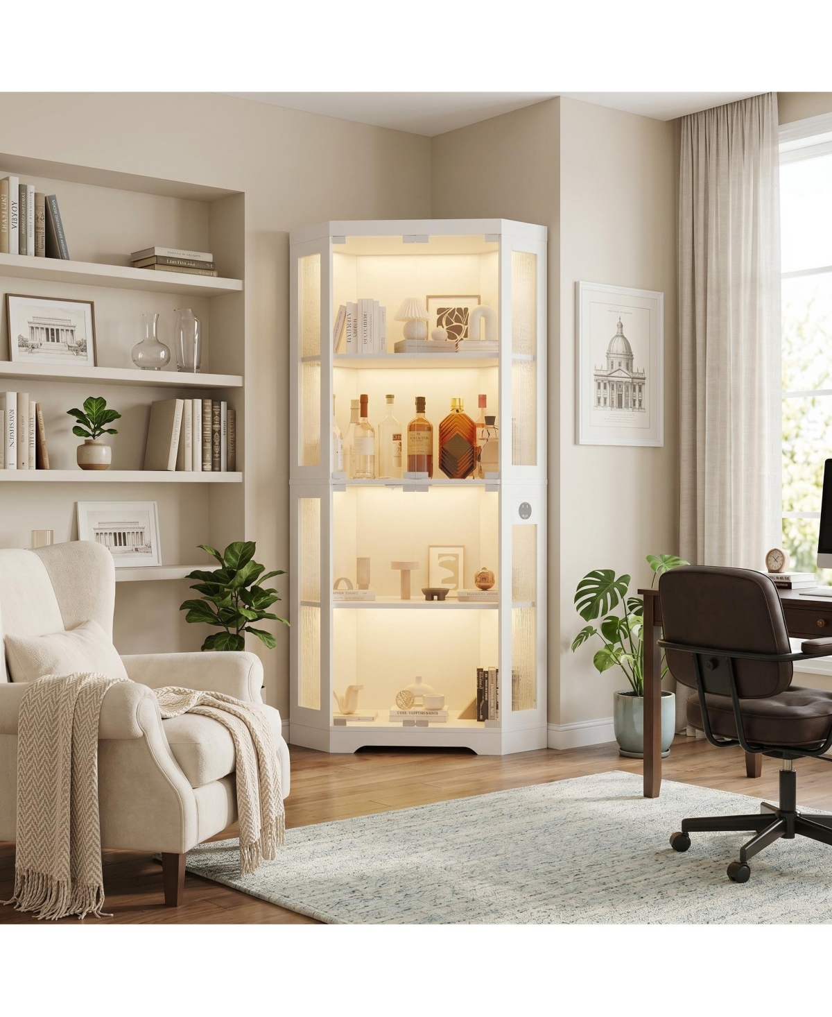 Click here for homfan Hexagon Corner Display Cabinet with Tempere... prices