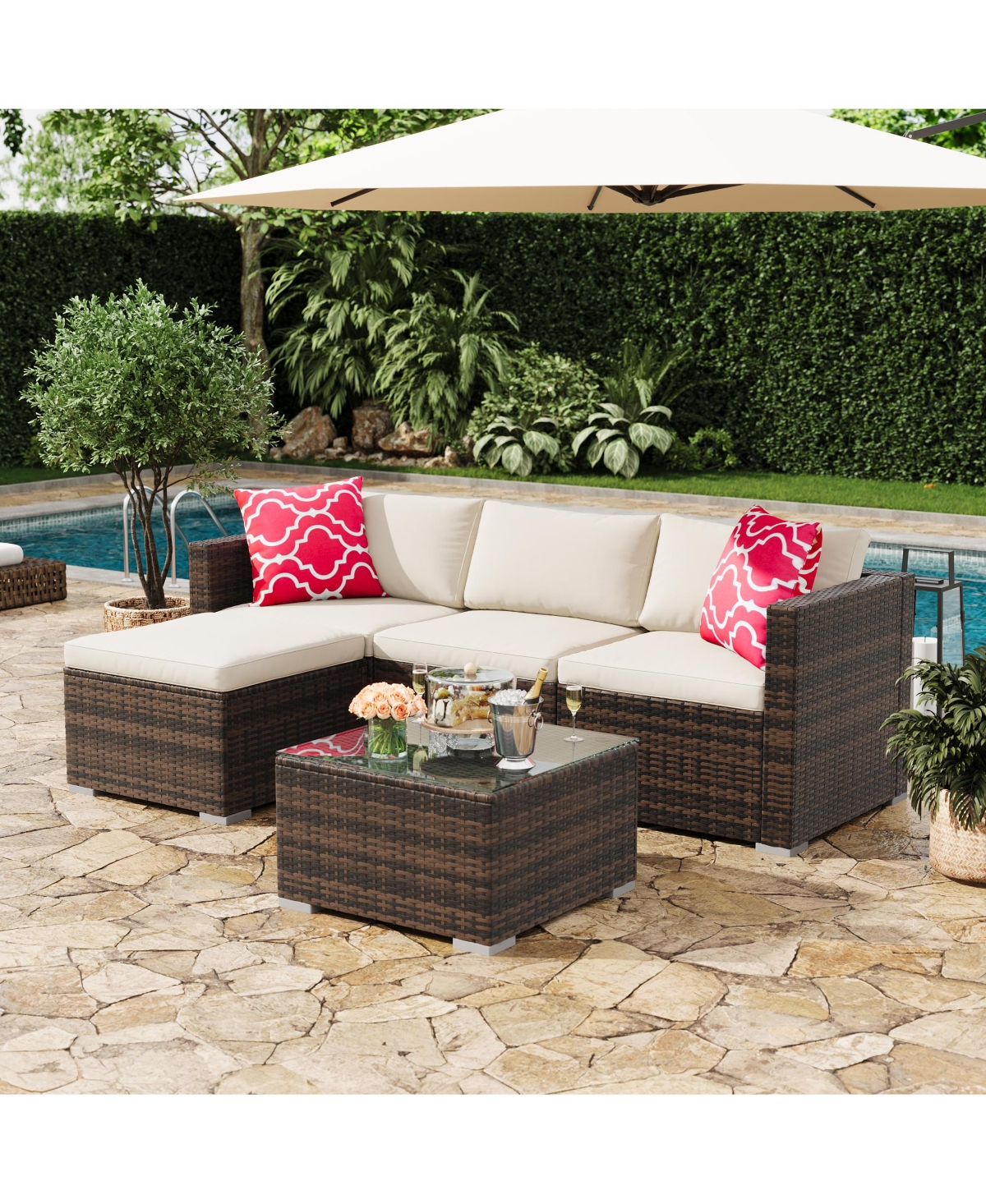 Click here for GarveeLife Modern 5-Piece Patio Conversation Sofa... prices