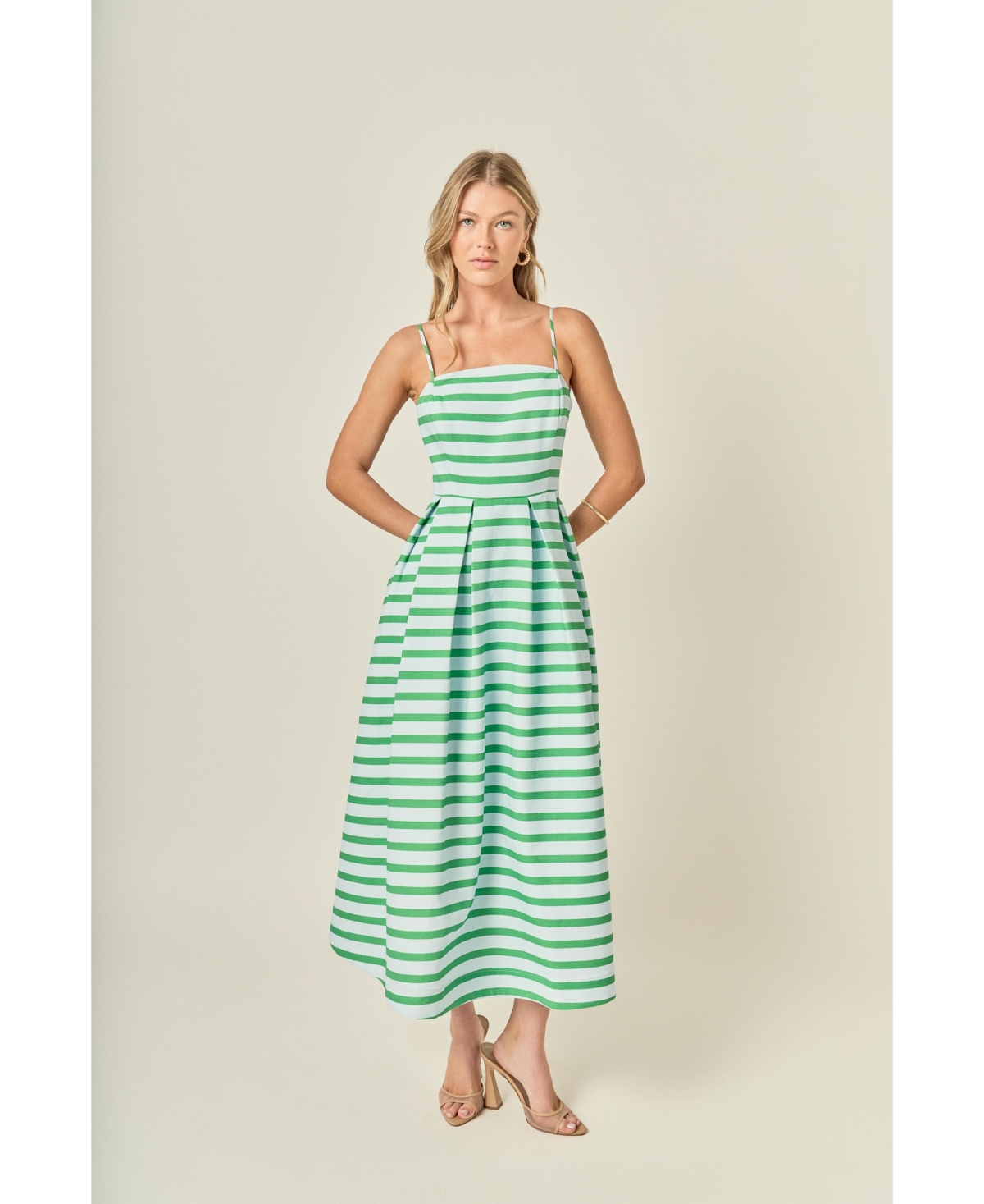 Click here for English Factory Womens Striped Midi Dress - Powder... prices