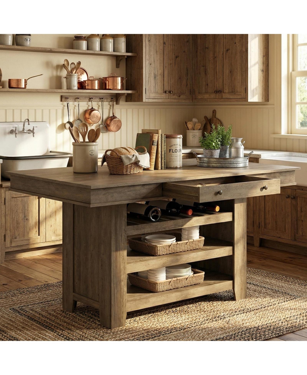 Click here for homfan Counter Height Dining Table with 2 Drawers... prices