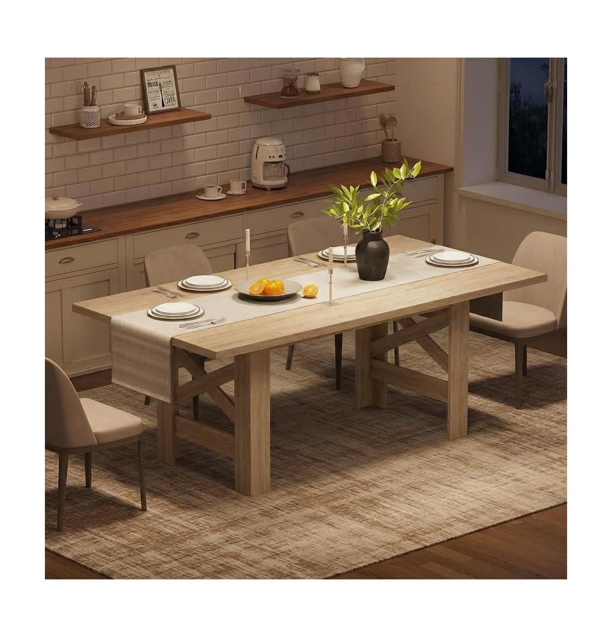 Click here for homfan 71 In Farmhouse Dining Table for 6-8  Recta... prices