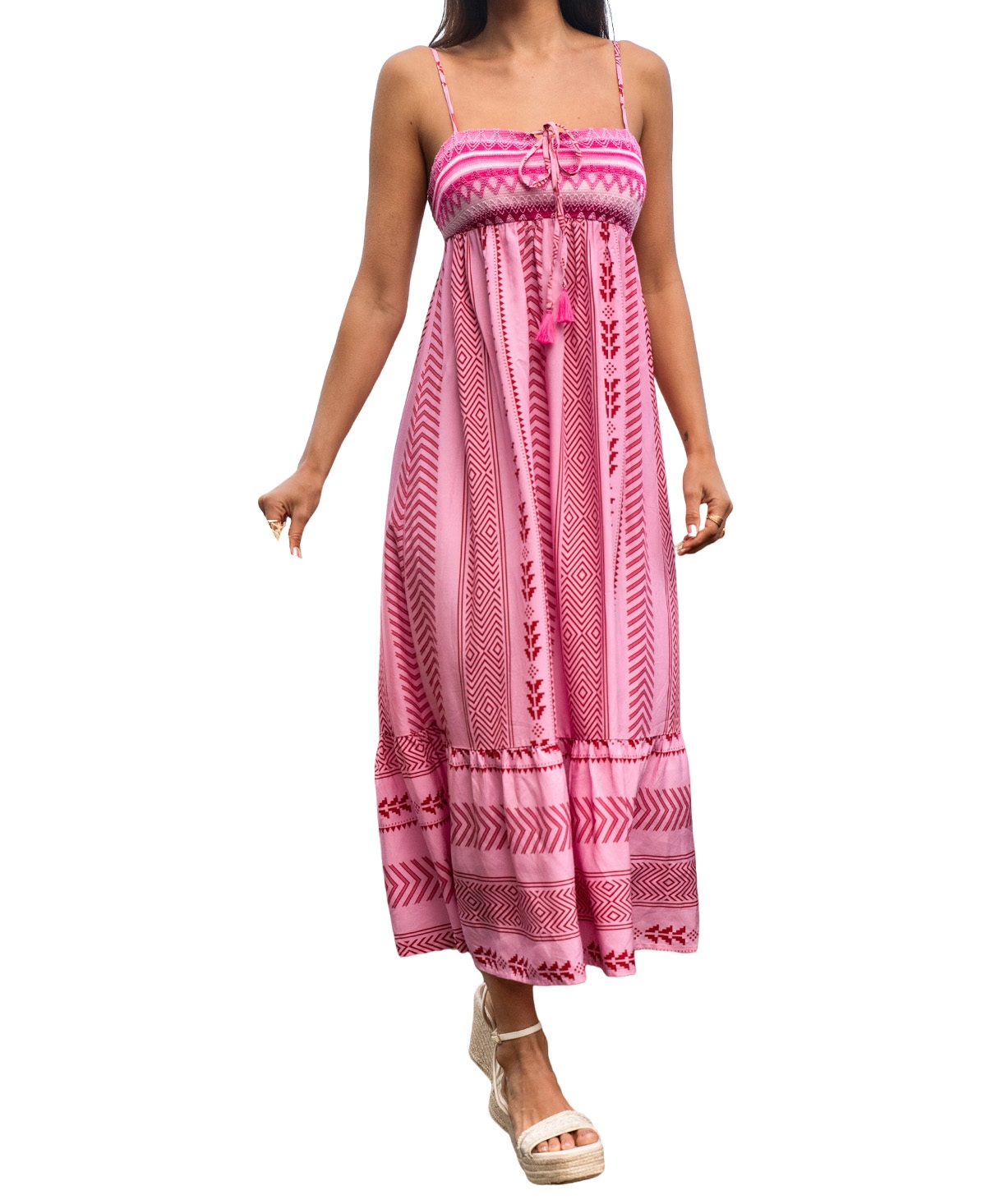 Click here for Cupshe Womens Beat of My Heart Ornate Maxi Beach D... prices