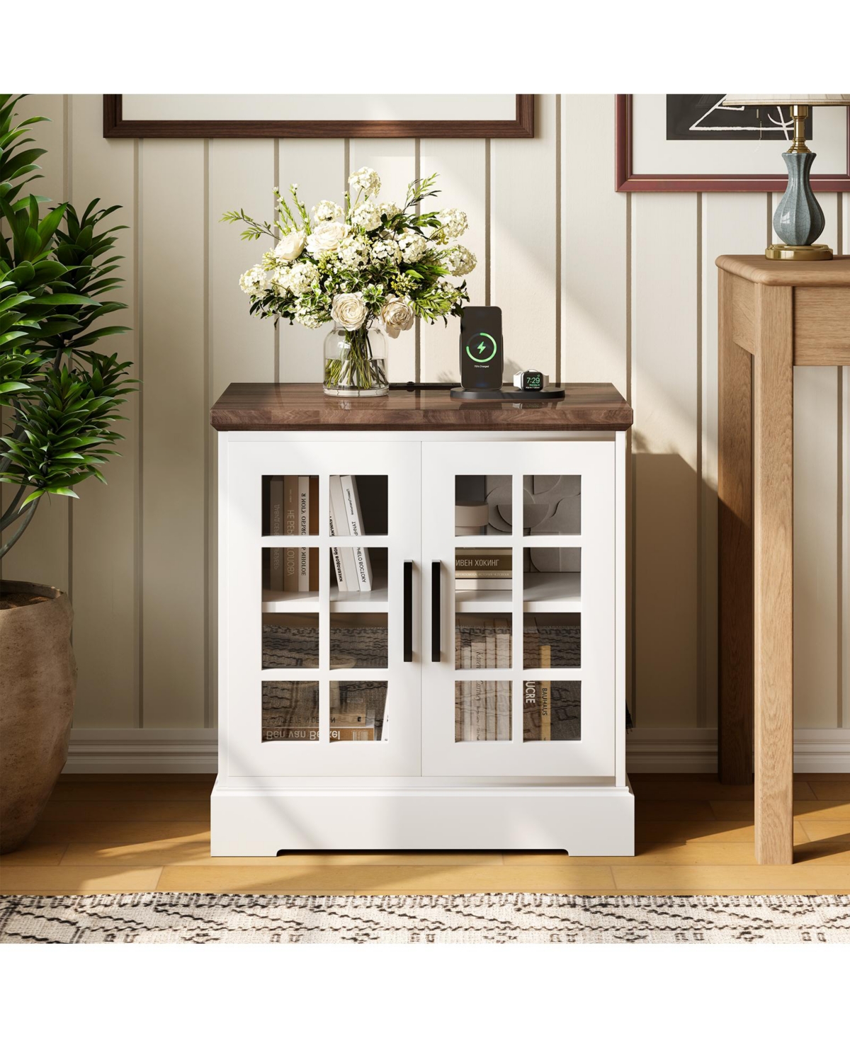 Click here for homfan Farmhouse Bedside End Table with Charging S... prices