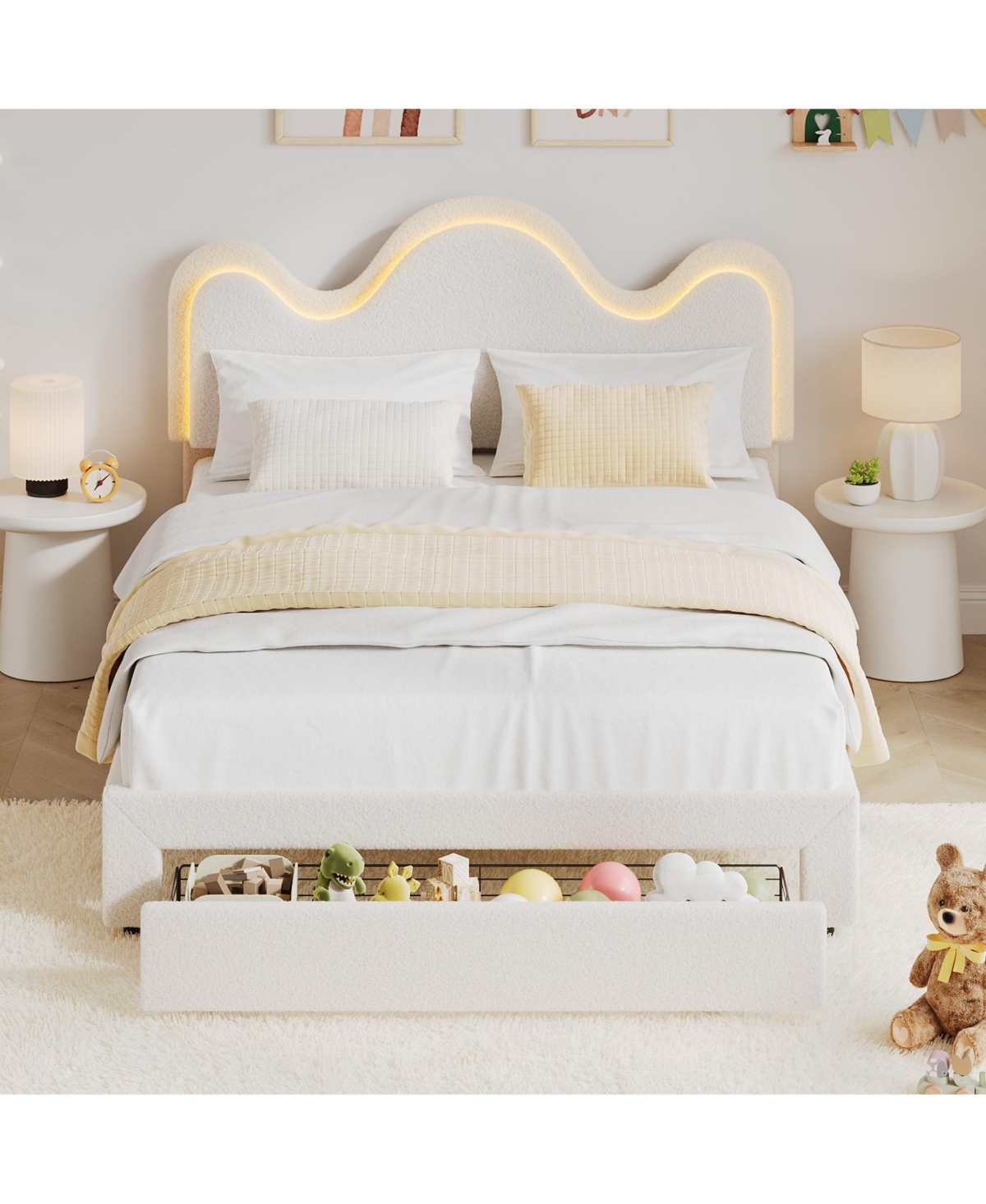 Click here for homfan Upholstered Led Platform Bed Frame with Flo... prices