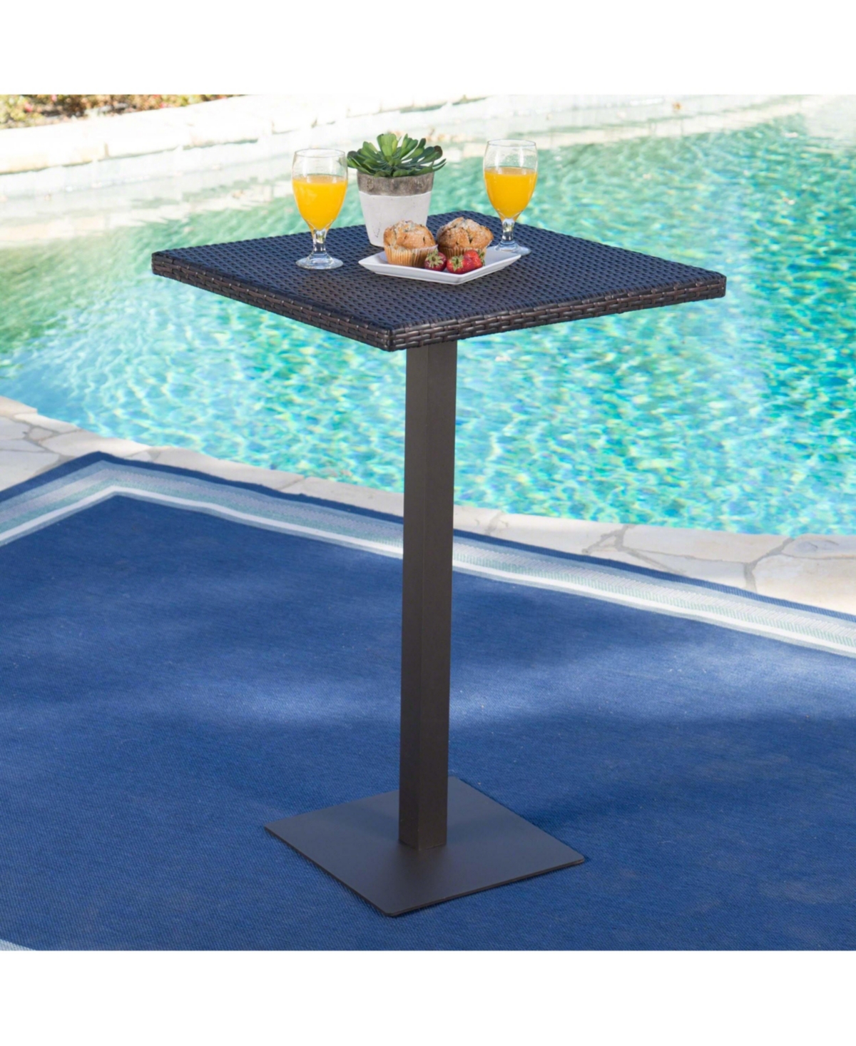 Click here for flynama 26 Square Rattan Bar Table - Brown multi prices