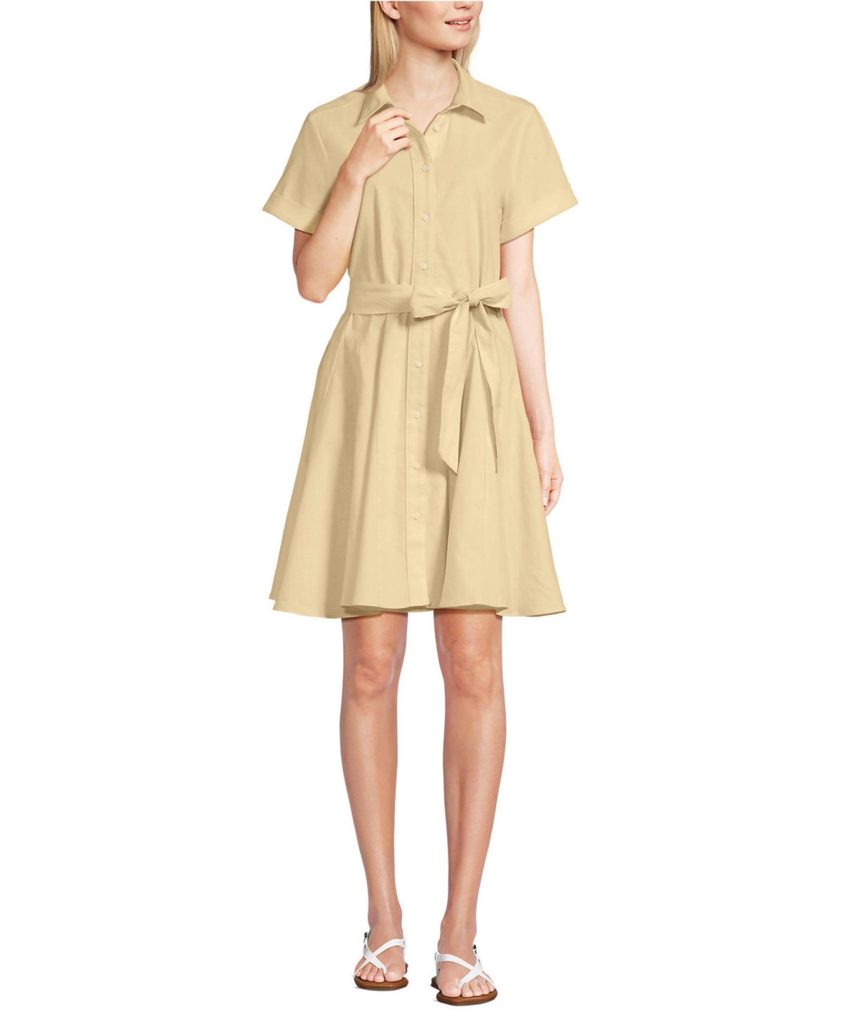 Click here for Lands End Womens Linen Blend Button Front Dress wi... prices