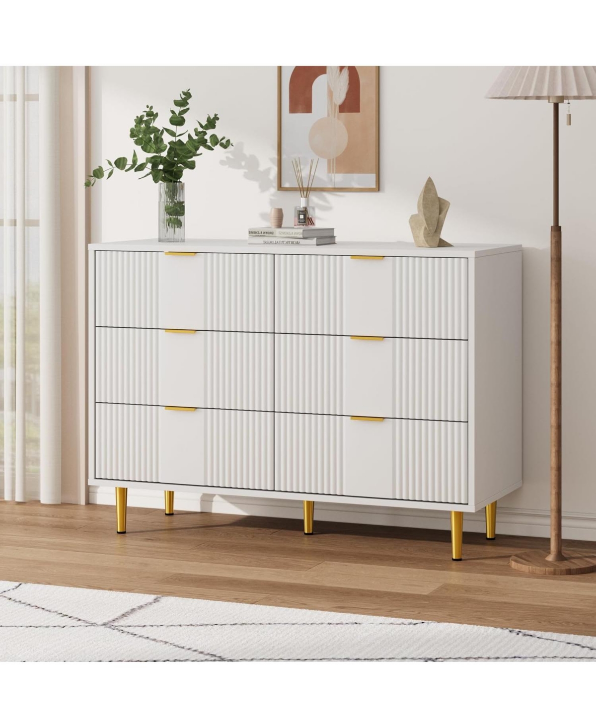 Click here for gaomon Fluted 6 Drawer Dresser  39.4 in Wide Moder... prices