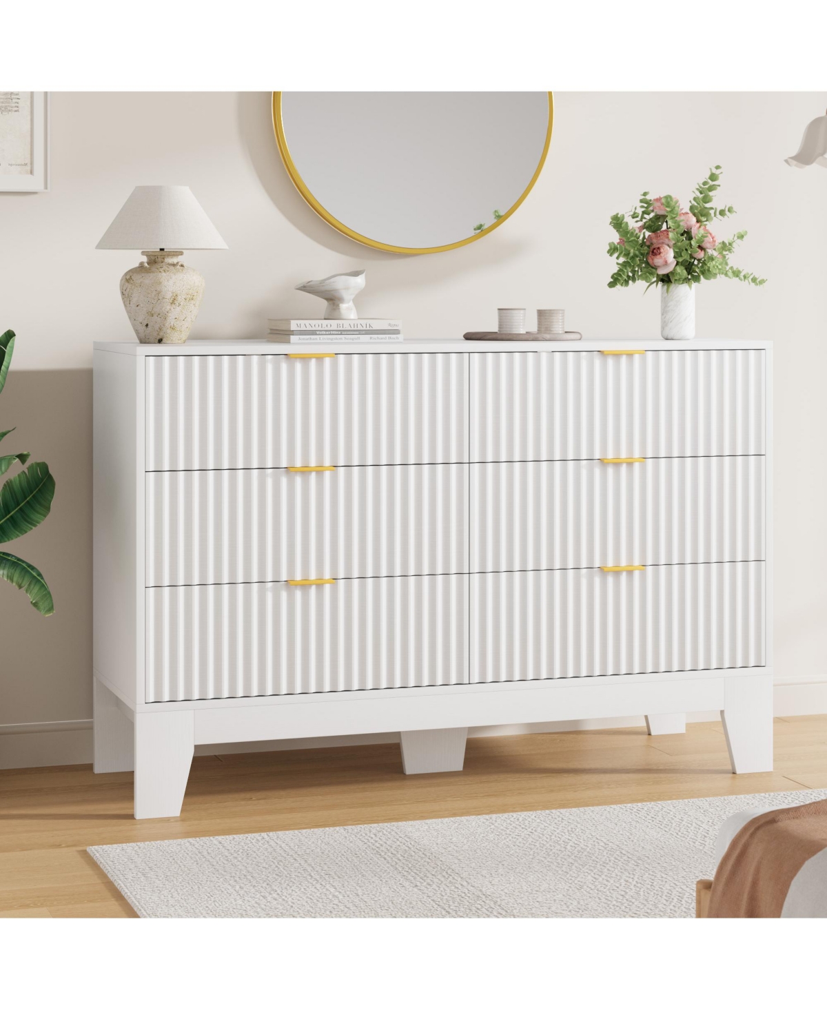 Click here for homfan 6 Drawer Dresser for Bedroom  47 Wide Flute... prices