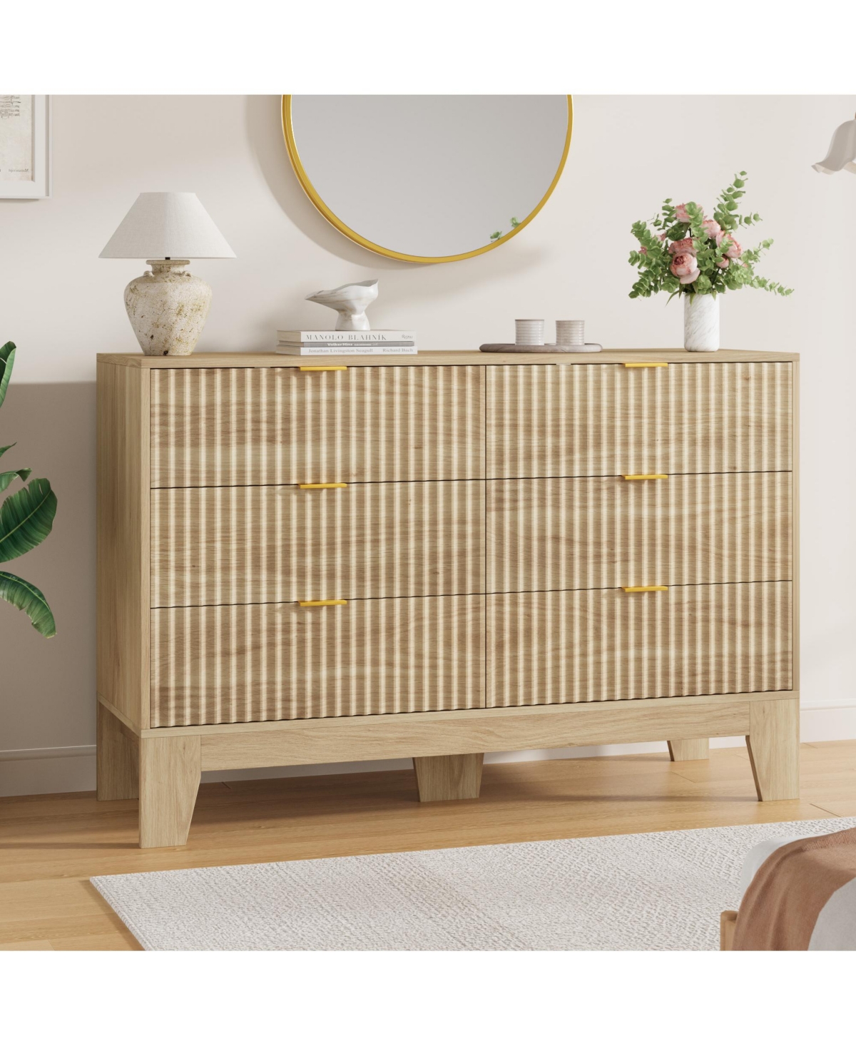 Click here for homfan 6 Drawer Dresser for Bedroom  47 Wide Flute... prices