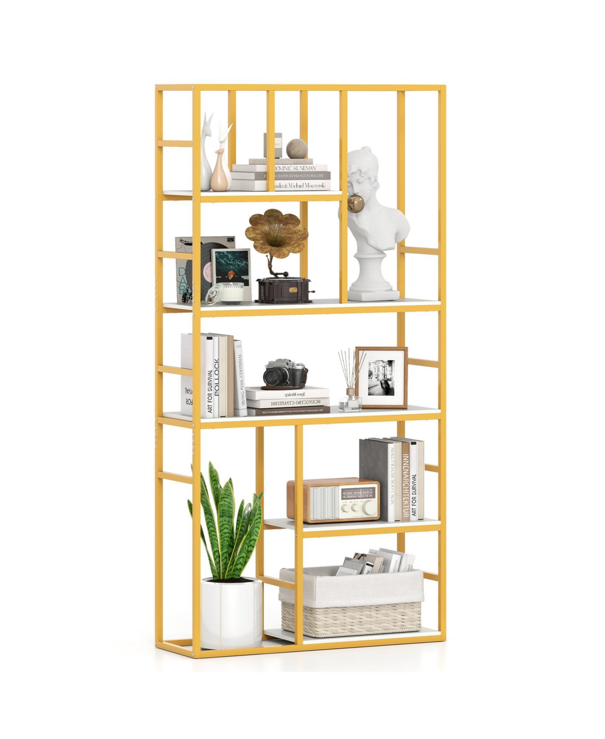 Click here for Gymax 71 5 Tier Tall Bookshelf with Open Storage S... prices