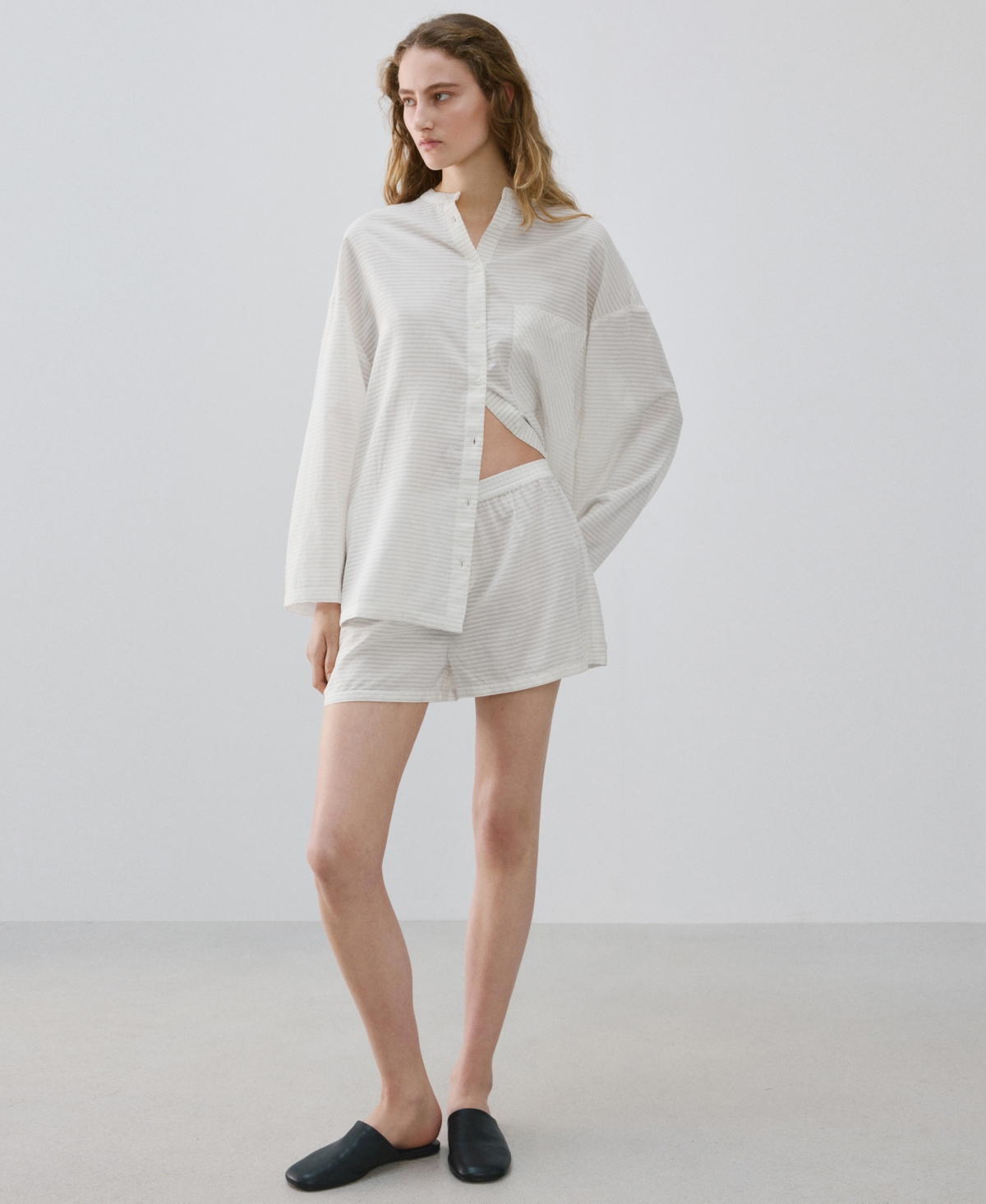 Click here for Mango Womens Striped Pajama Shorts - White prices