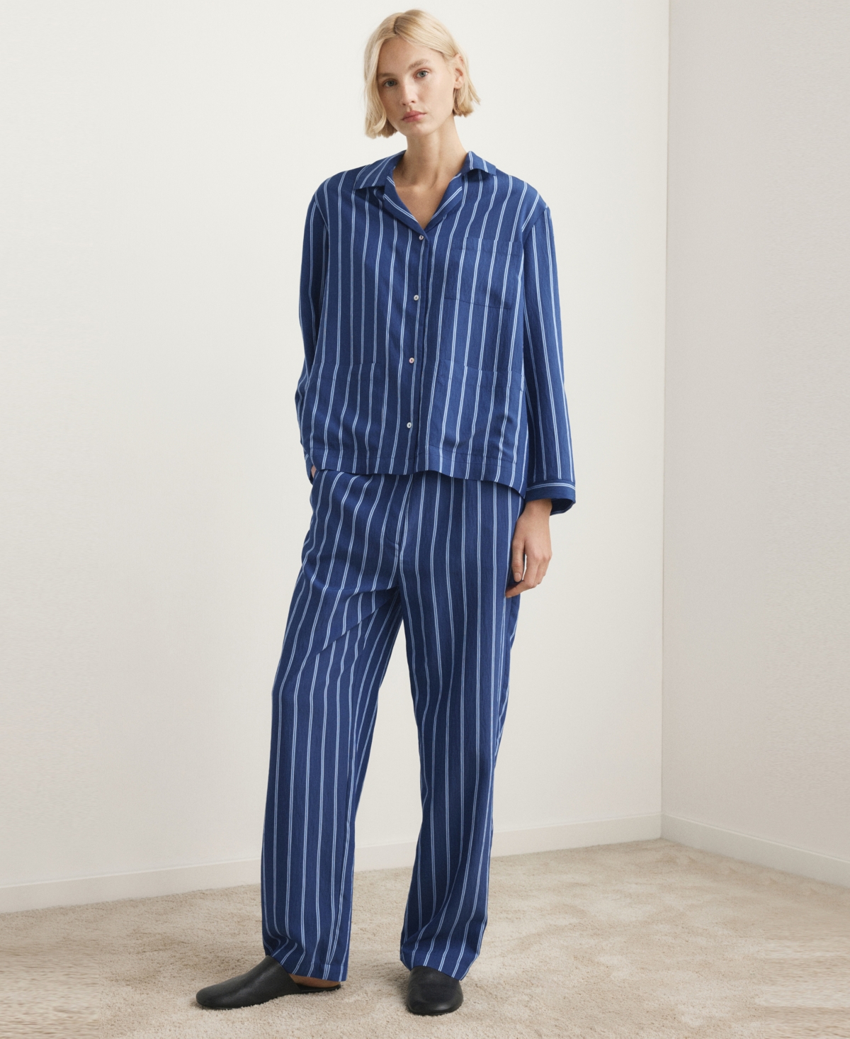 Click here for Mango Womens Front Pocket Striped Pajama Shirt - I... prices