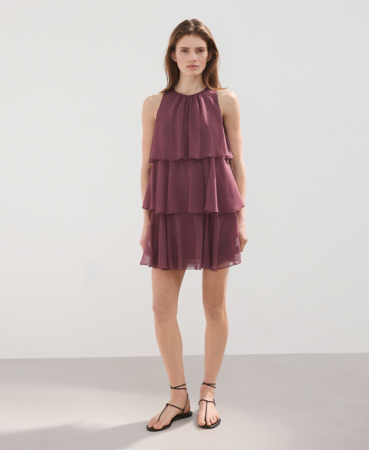 Click here for Mango Womens Ruffled Draped Dress - Burgundy prices