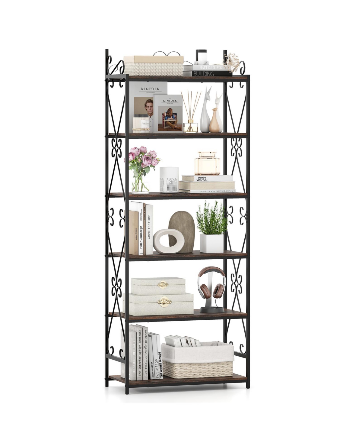 Click here for Gymax 6-Tier Bookshelf 71.5 Industrial Tall Bookca... prices