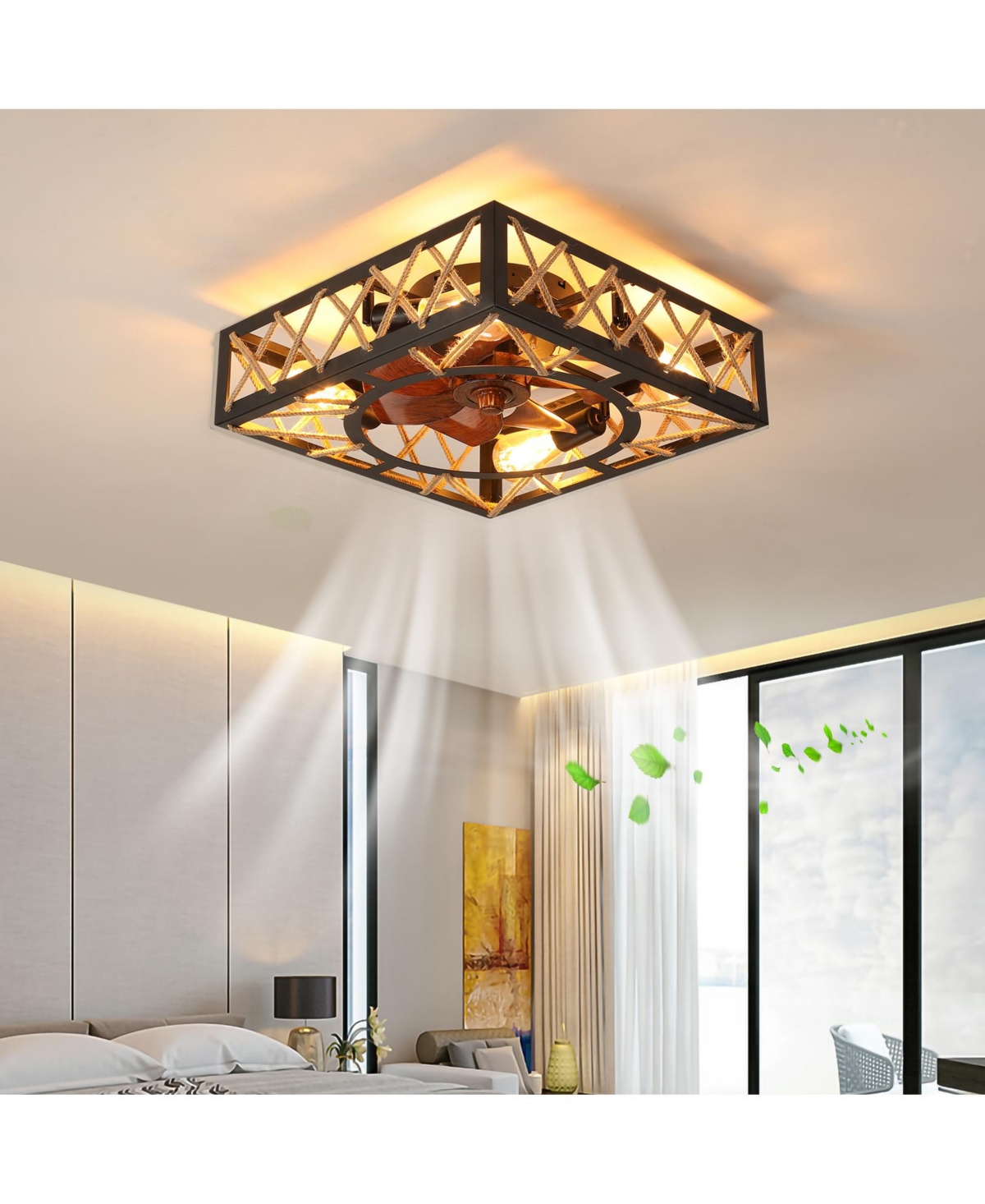 Click here for Clihome Farmhouse Rustic Ceiling Fan  Square Caged... prices