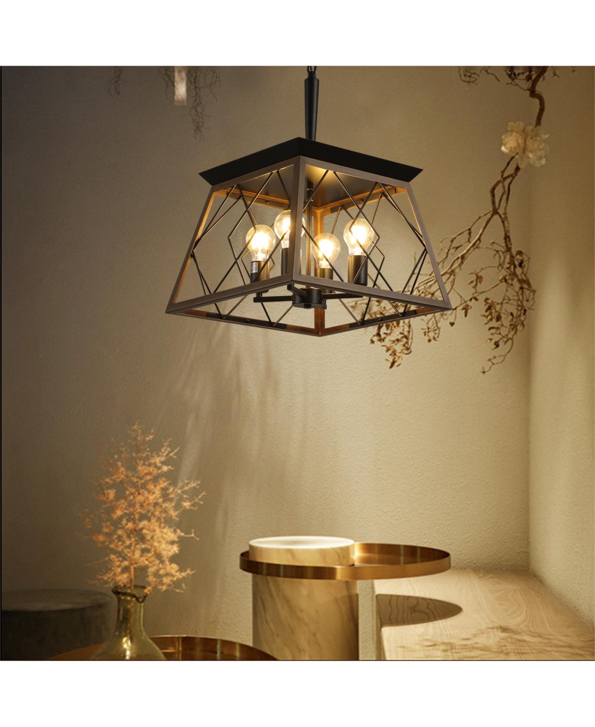 Click here for Clihome Industrial 4-Light Metal Cage Design Penda... prices