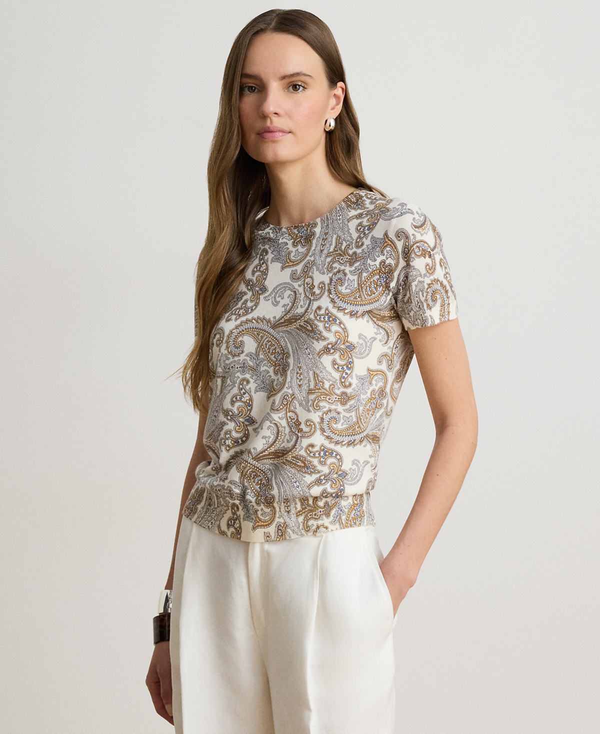 Click here for Lauren Ralph Lauren Petite Paisley Print Short-Sle... prices