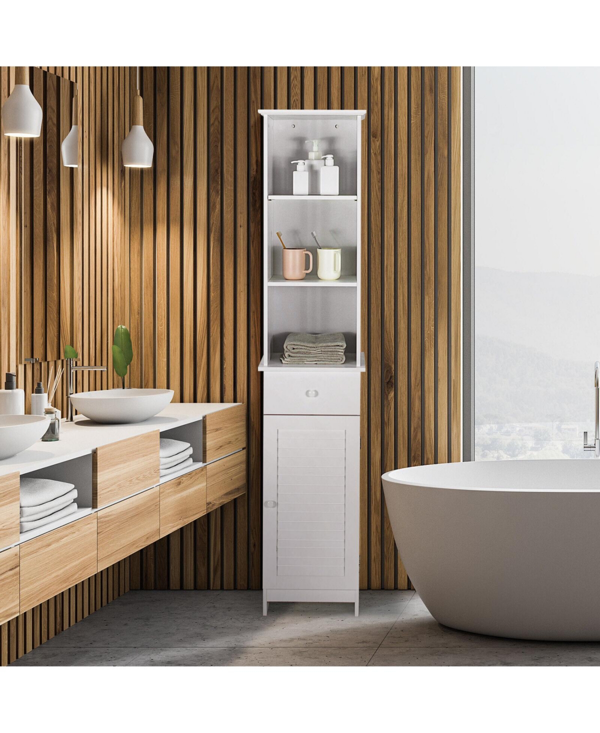 Click here for sumyeg Tall Freestanding Bathroom Storage Cabinet... prices