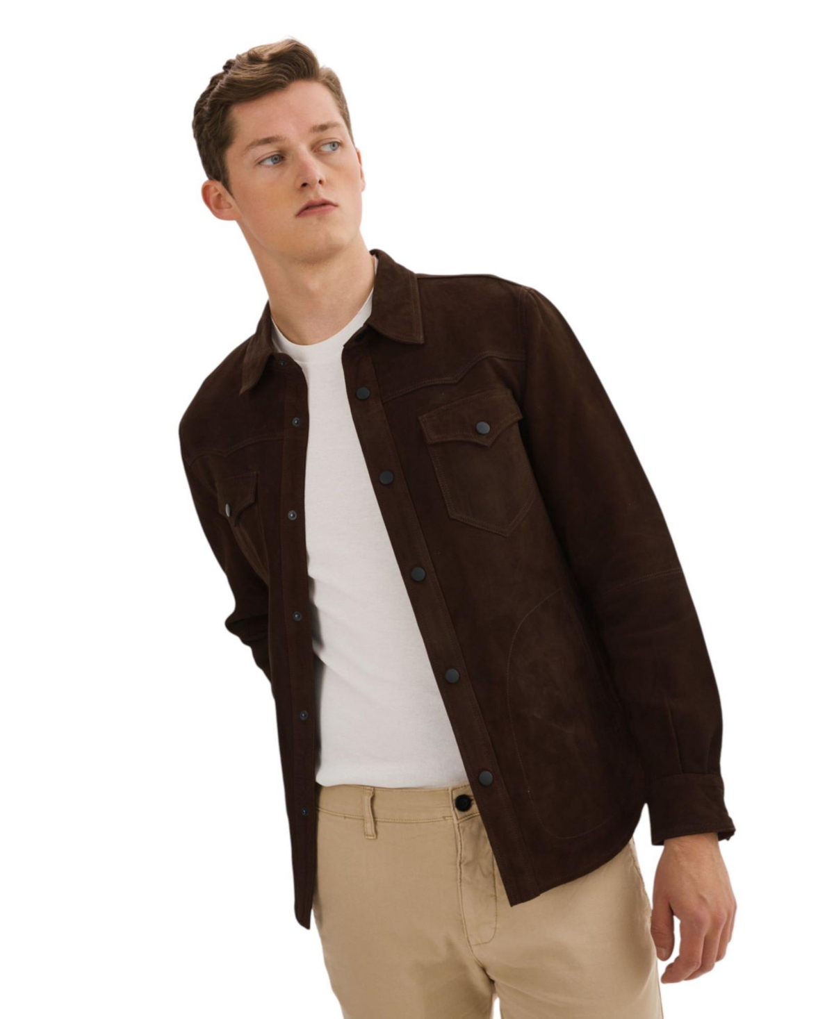 Click here for Regency Leathers Mens Gem Western Suede Shirt - Br... prices