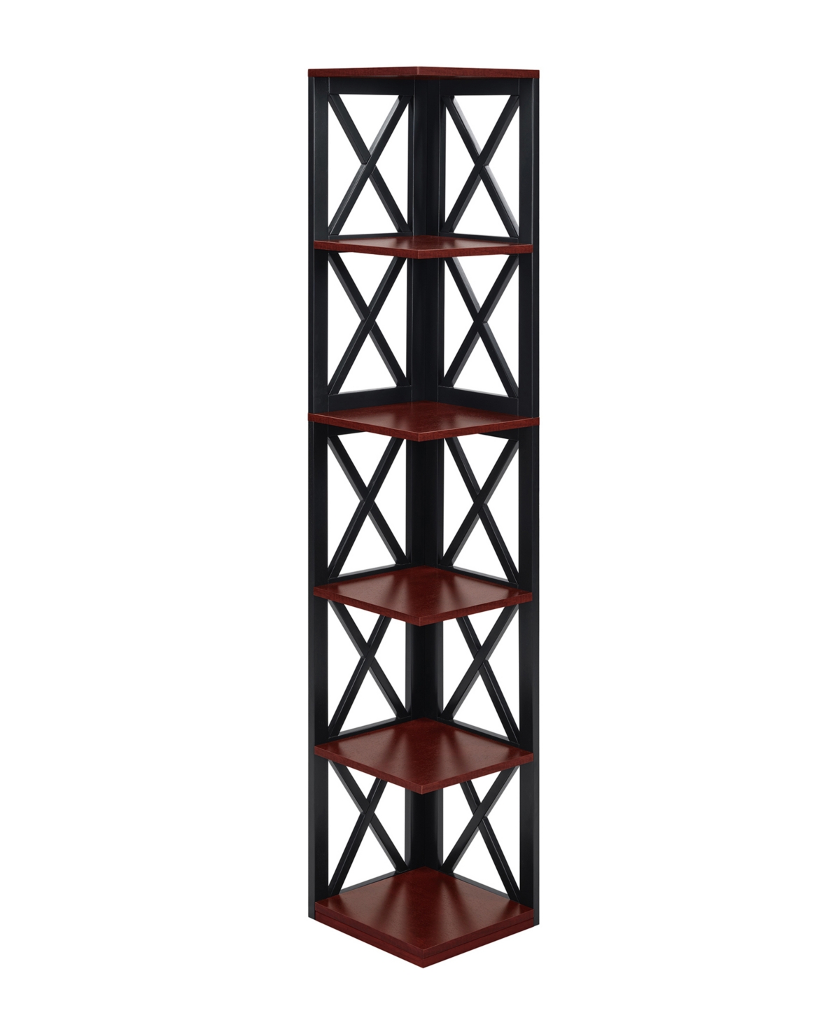 Click here for Oxford 5 Tier Corner Bookcase - Red prices