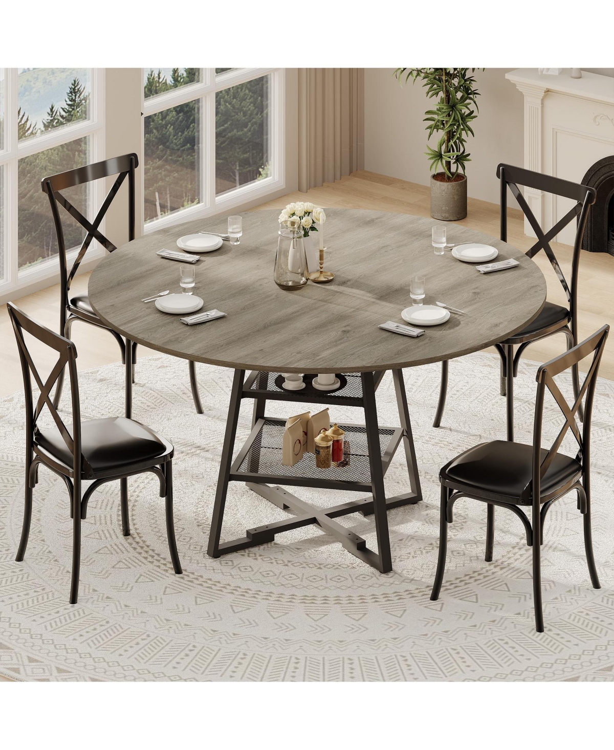 Click here for gaomon Modern Industrial Round Dining Table For 4-... prices