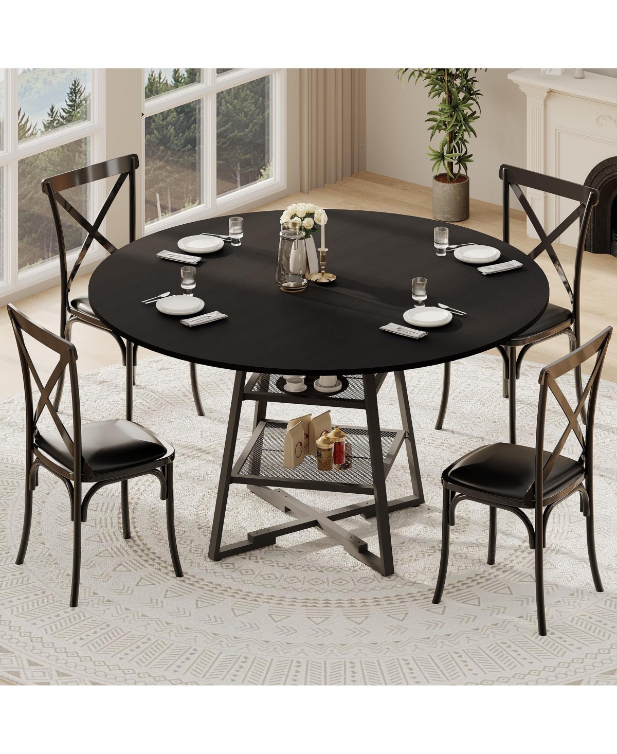 Click here for gaomon Modern Industrial Round Dining Table For 4-... prices