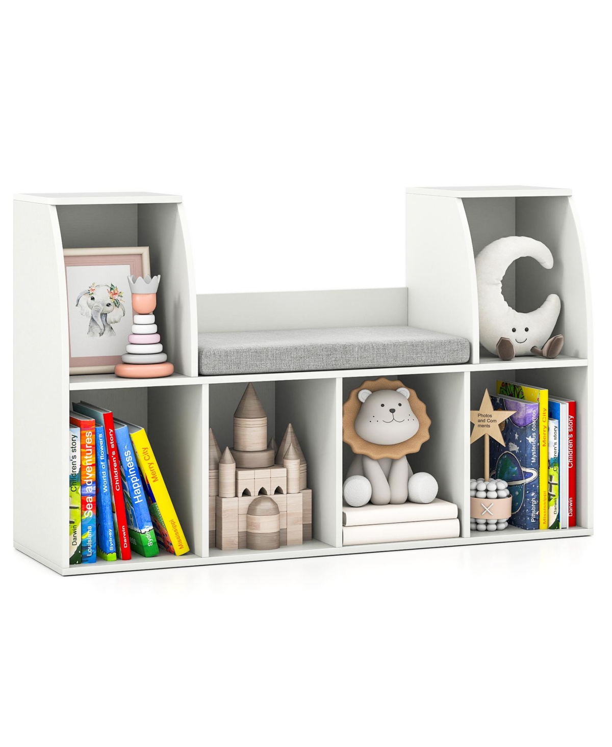 Click here for Gymax 40Kids Bookshelf with Reading Nook 6 Storage... prices
