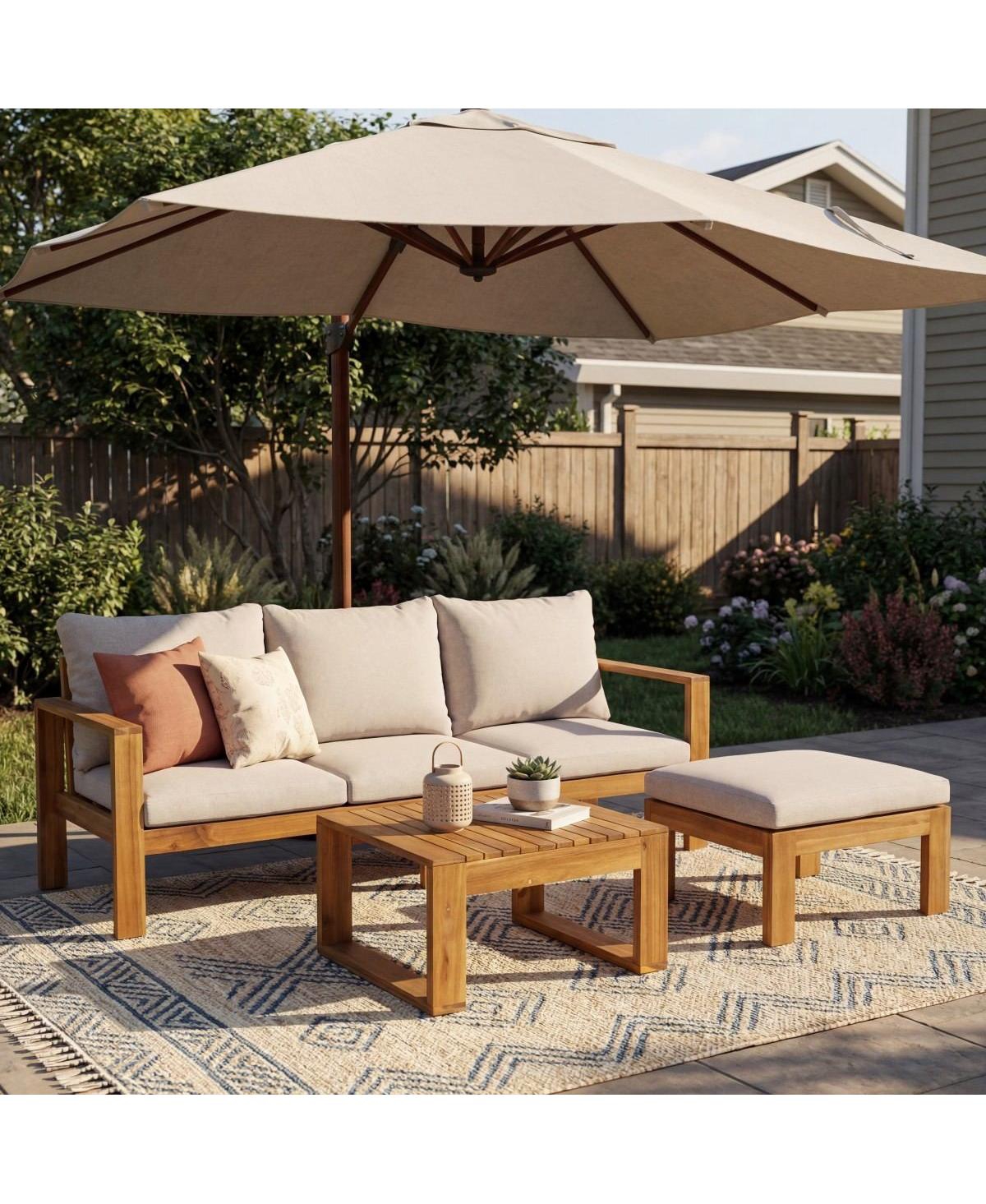 Click here for Asagikoiai 3-Piece Acacia Wood Outdoor Patio Secti... prices
