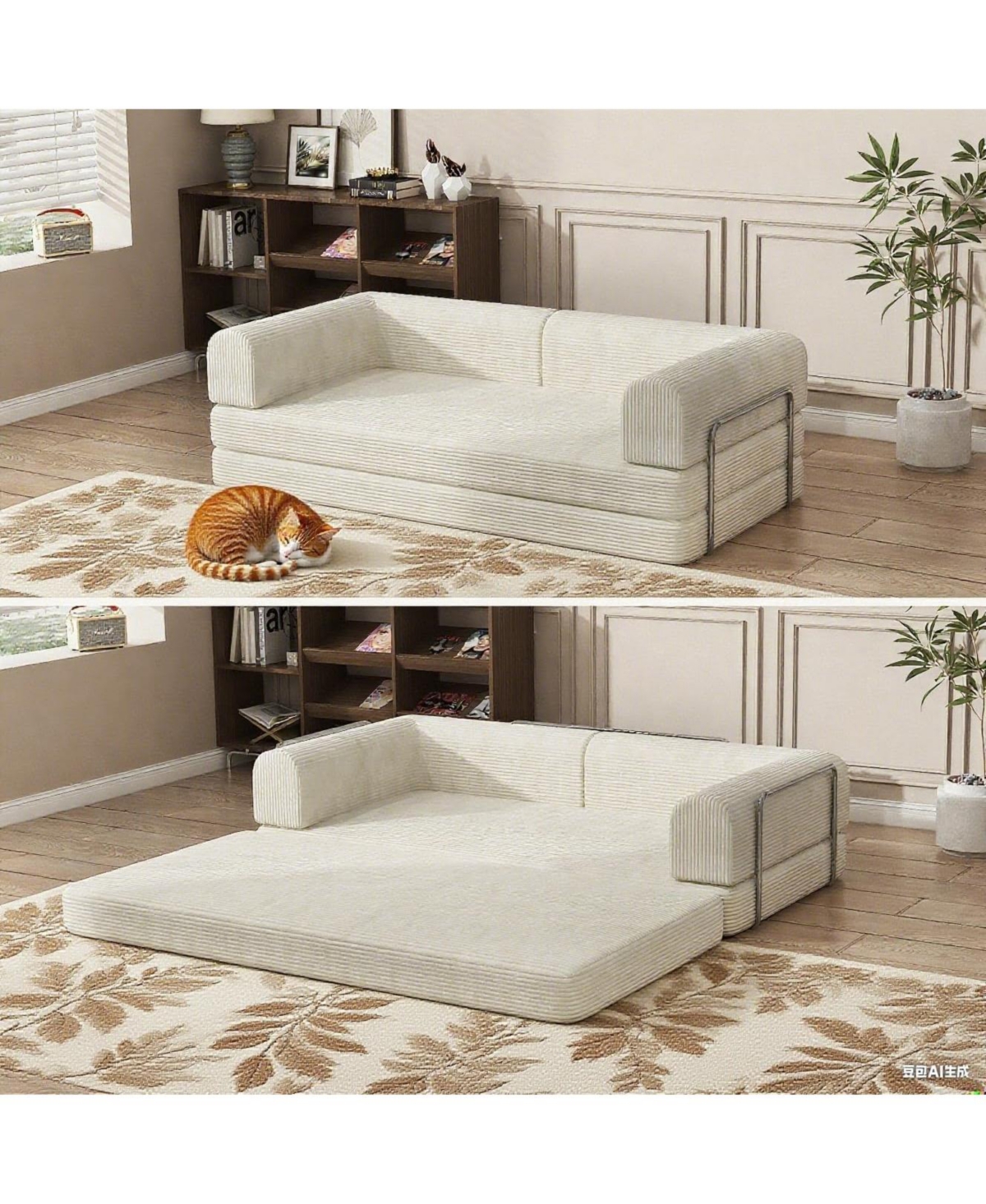Click here for gaomon Convertible Corduroy Sleeper Sofa Bed Foldi... prices