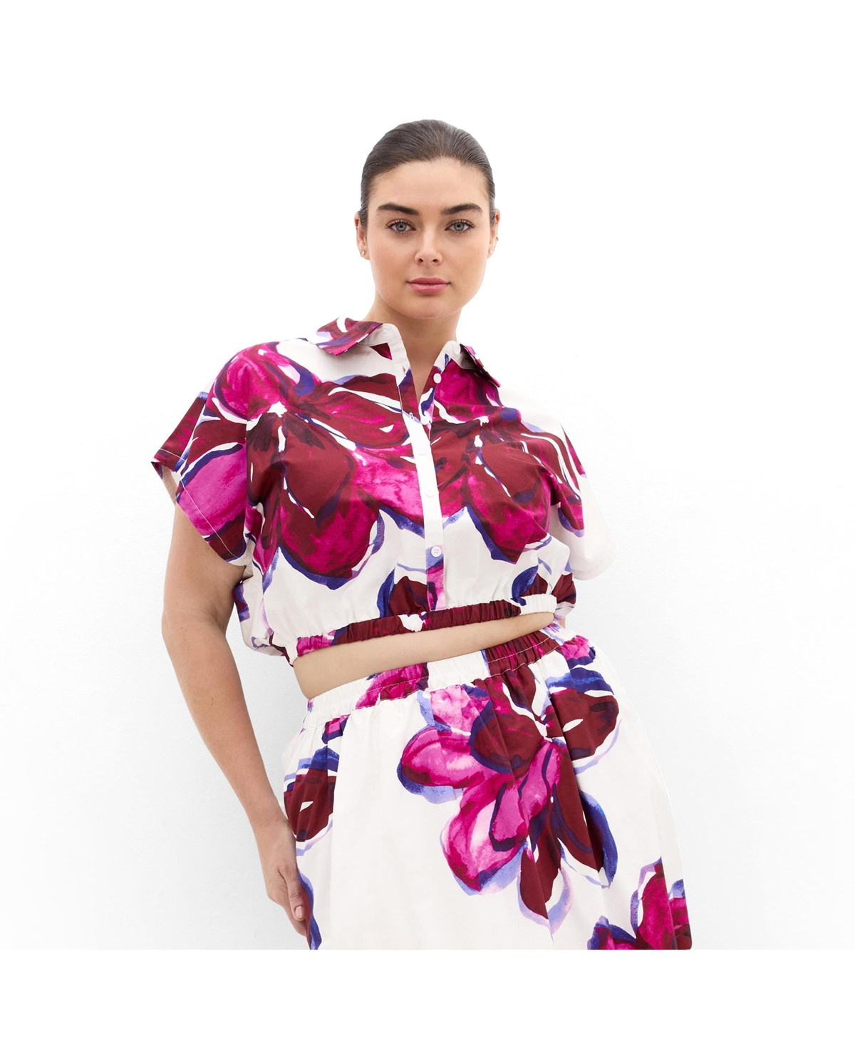 Click here for City Chic Womens Holiday Bloom Print Shirt - Viole... prices