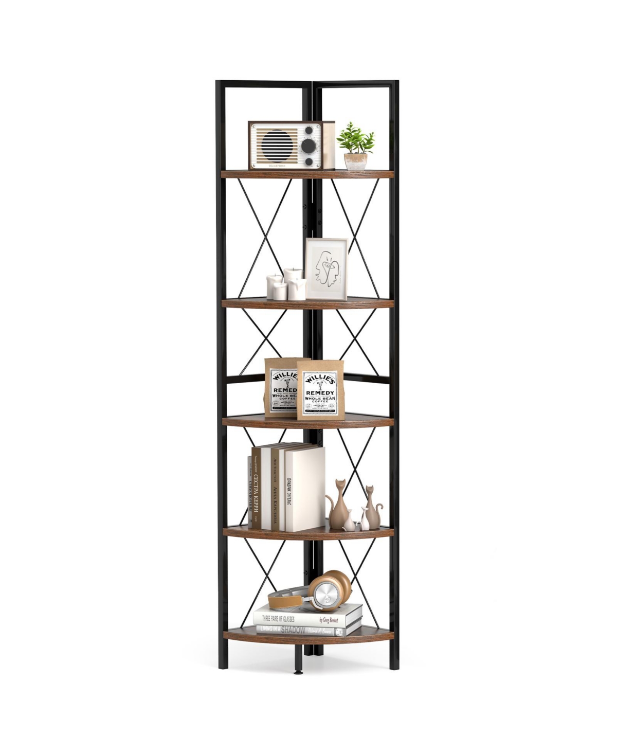Click here for Gymax 5 tier Corner Display Rack Corner Ladder Boo... prices