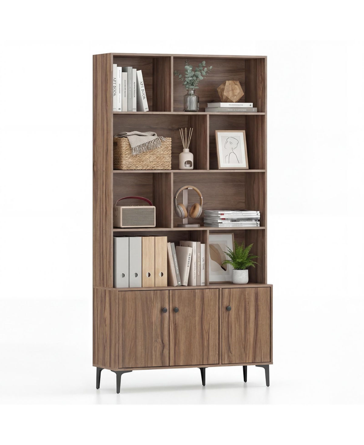 Click here for Gymax Bookshelf with Doors 5 Tier Floor Standing B... prices