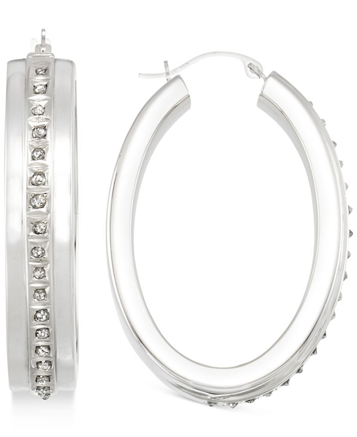 Signature Diamonds Hoop Earrings in 14k Gold over Resin Core Diamond ...