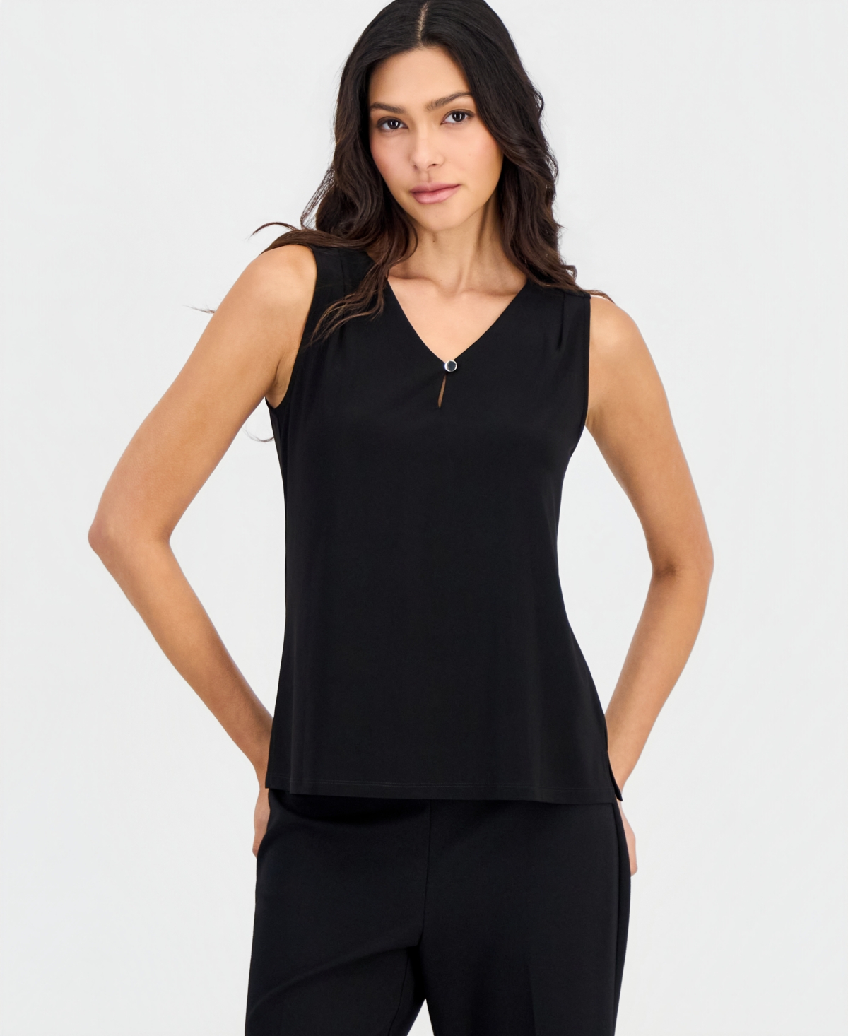 Click here for Anne Klein Essentials Petite V-Neck Keyhole Sleeve... prices
