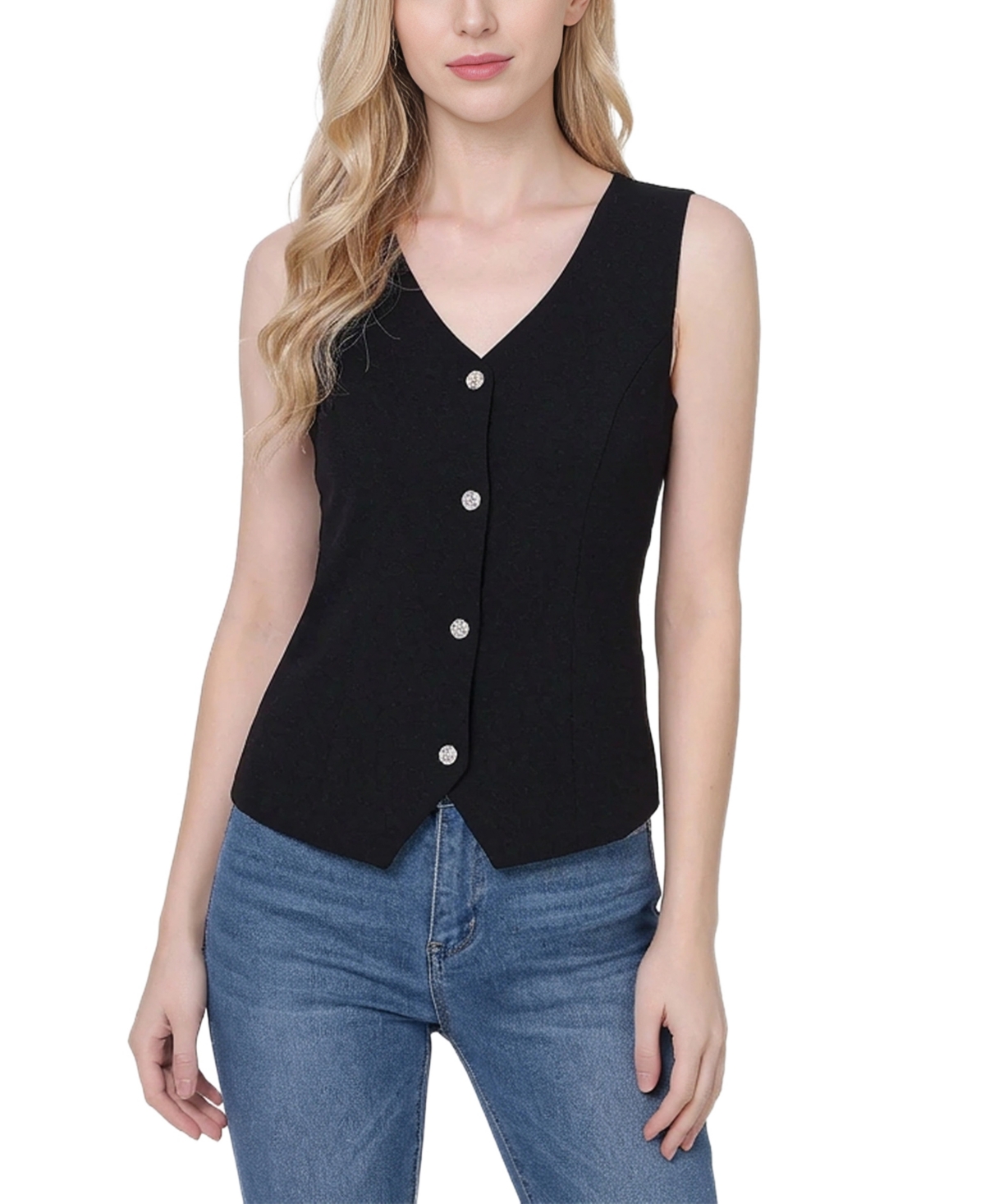 Click here for Ny Collection Womens Sleeveless V-Neck Vest - Blac... prices