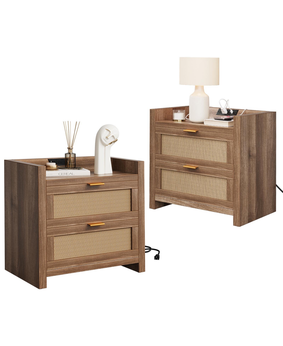 Click here for homfan Farmhouse Nightstand Set of 2 with Charging... prices