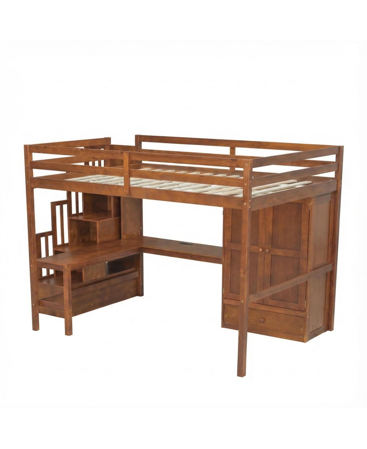 Click here for Clihome Full Size Loft Wood Bed with Desk  Book sh... prices