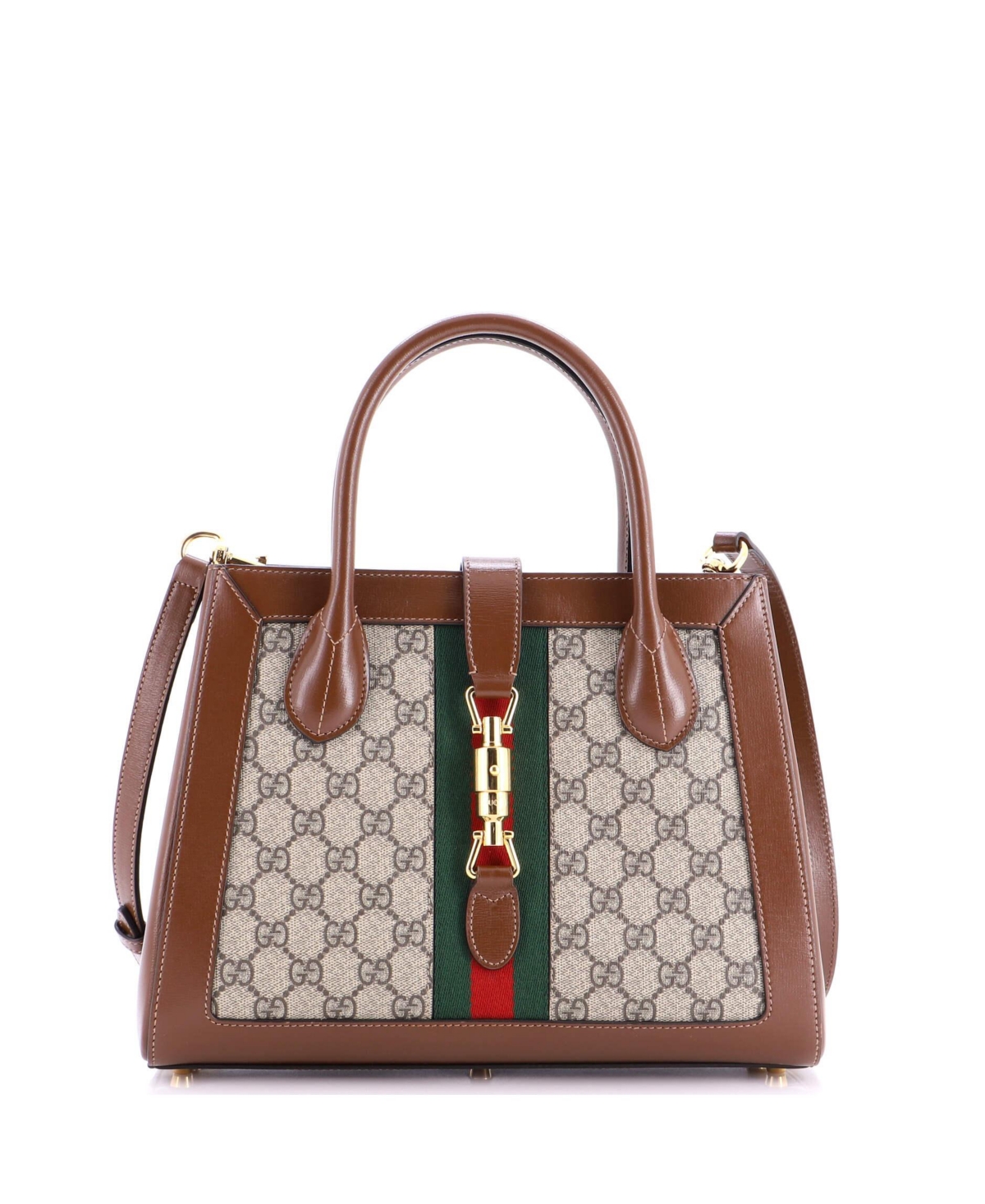 Click here for Pre-Owned Gucci Medium Jackie 1961 Web Tote Gg Can... prices