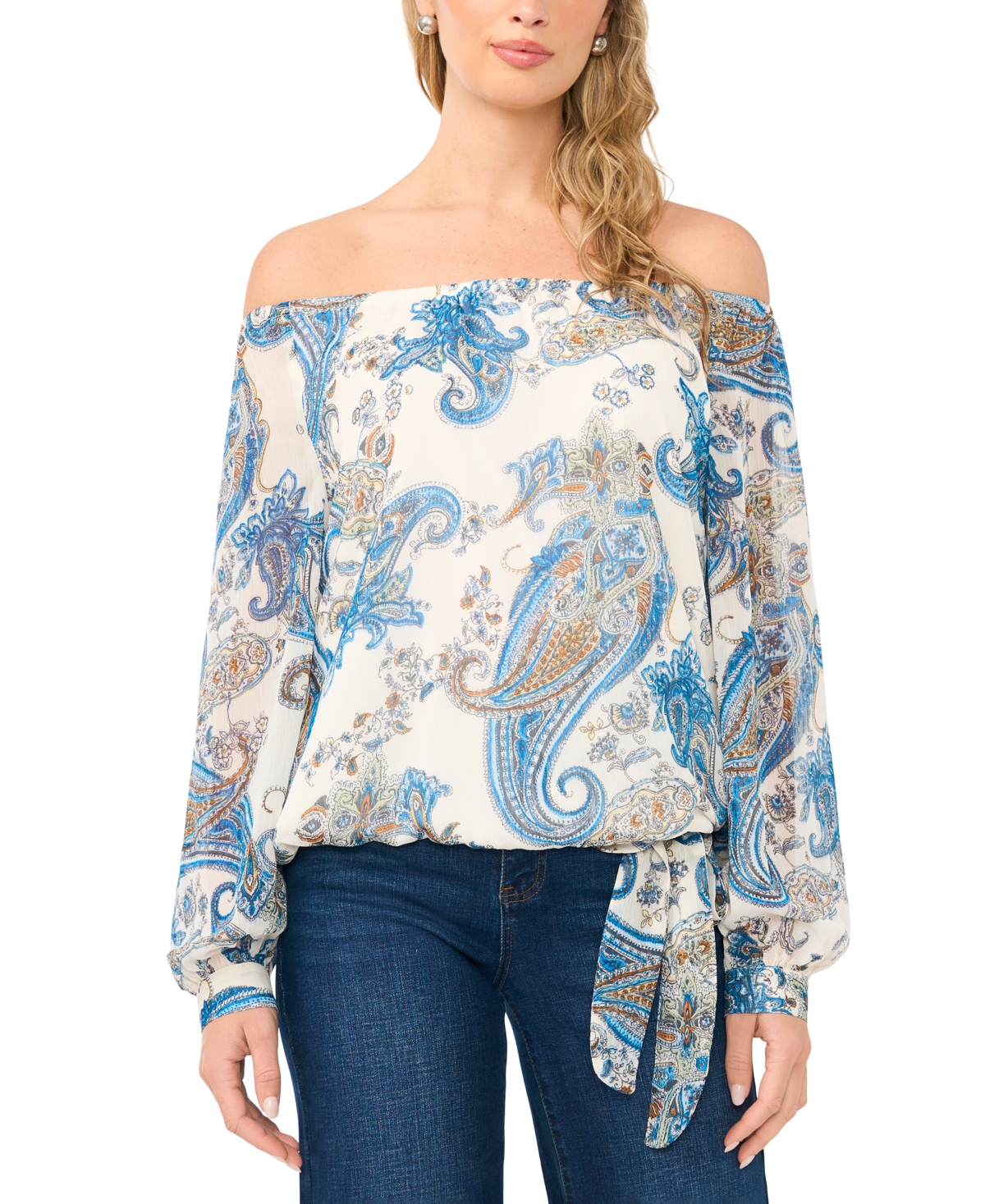Click here for Ots Long Svl Blouse W Tie - Ivory prices
