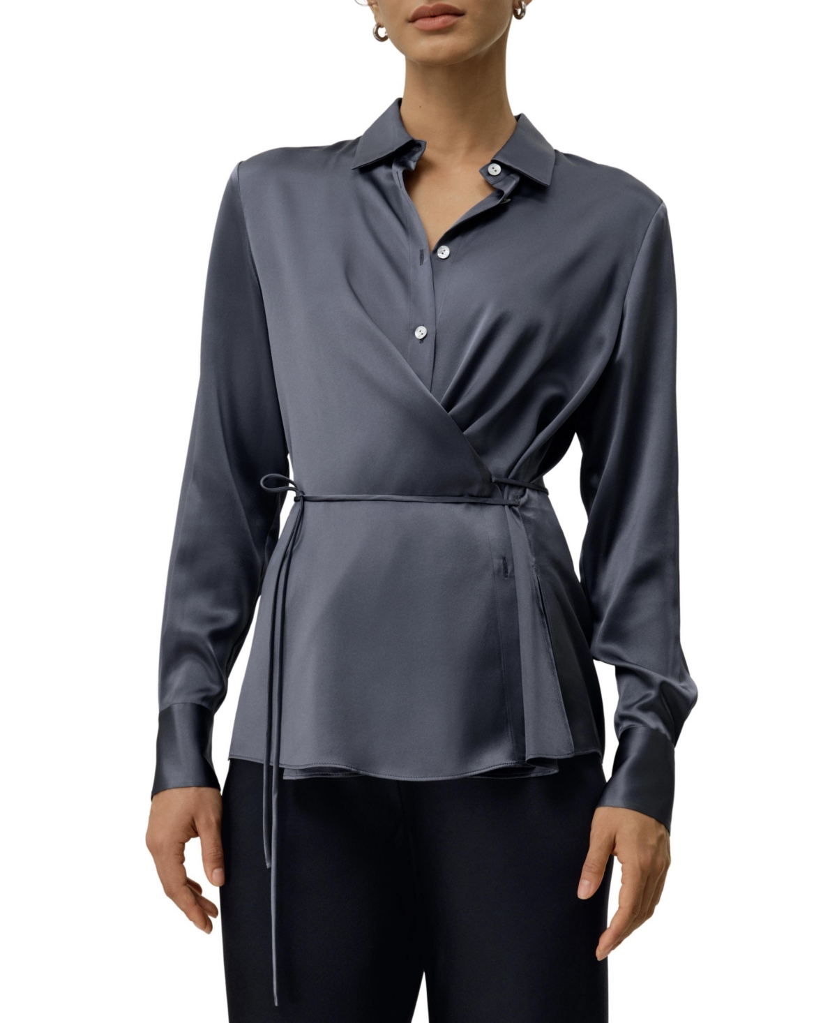 Click here for Lilysilk Womens Convertible Silk Charmeuse Shirt -... prices