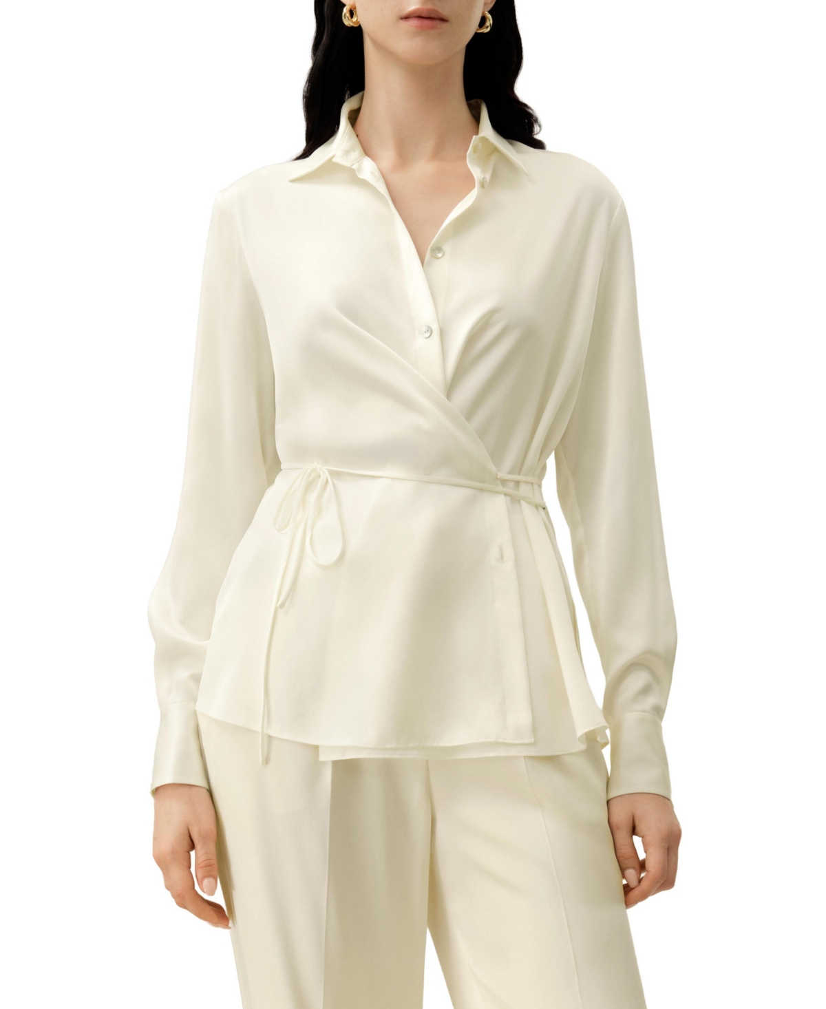 Click here for Lilysilk Womens Convertible Silk Charmeuse Shirt -... prices