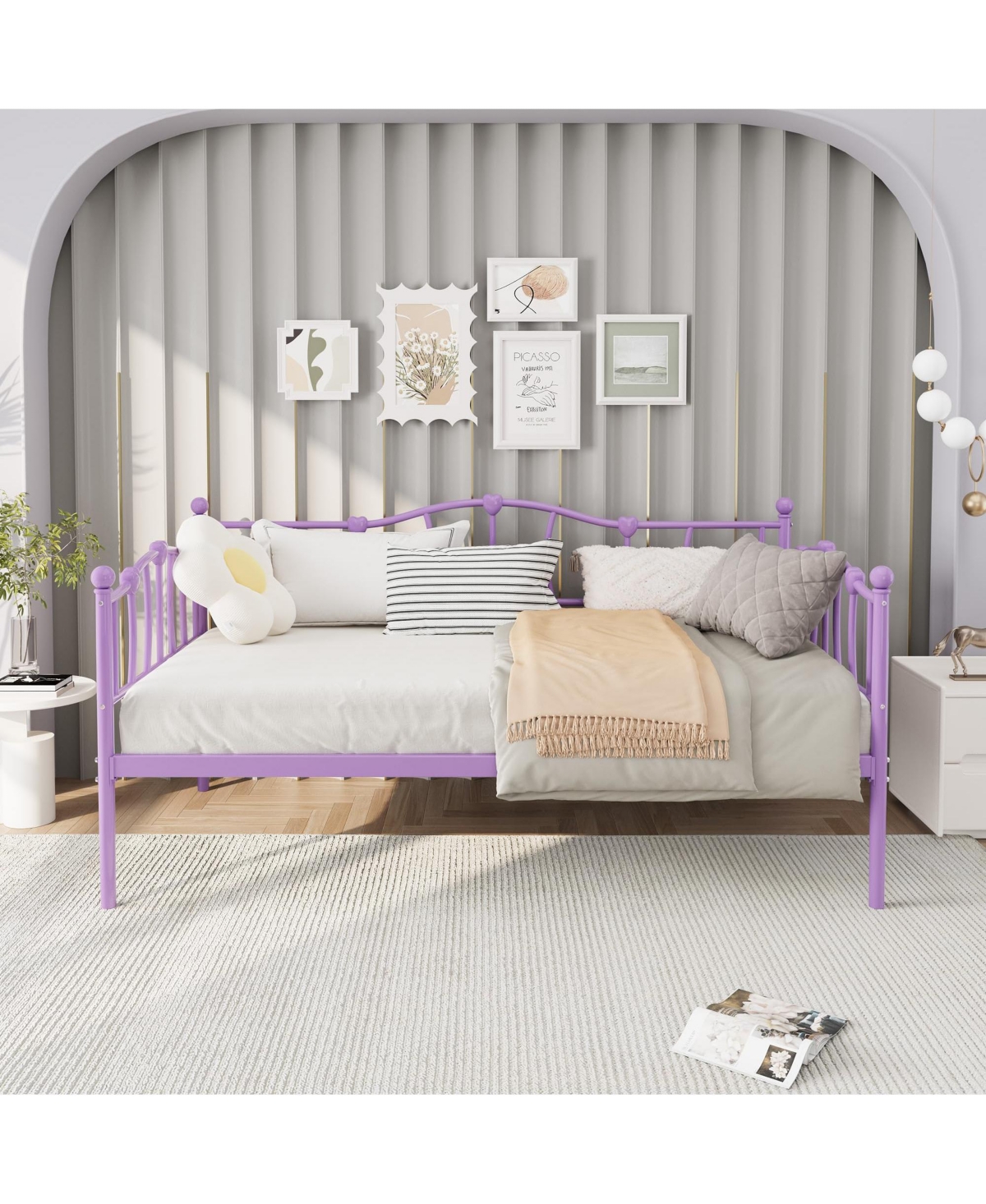 Click here for homfan Twin Metal Daybed Frame with Headboard  Pla... prices