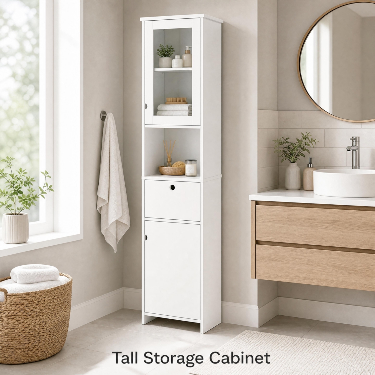 Click here for homfan Tall Bathroom Corner Cabinet  Freestanding... prices