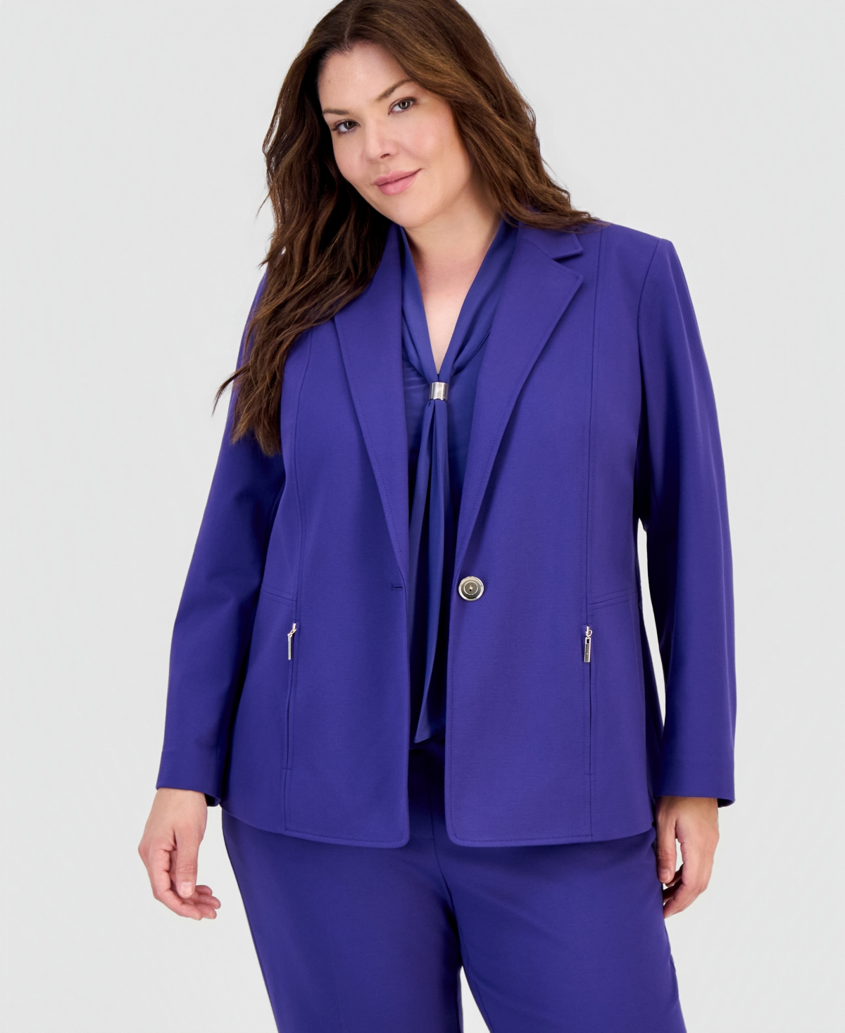 Click here for Kasper Plus Size Notch-Collar Single-Button Blazer... prices
