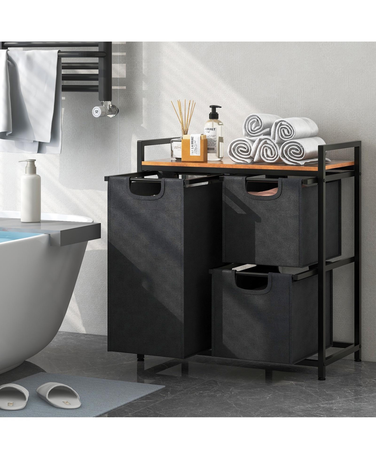 Click here for sumyeg Laundry Basket Organizer with Shelf and 3 R... prices