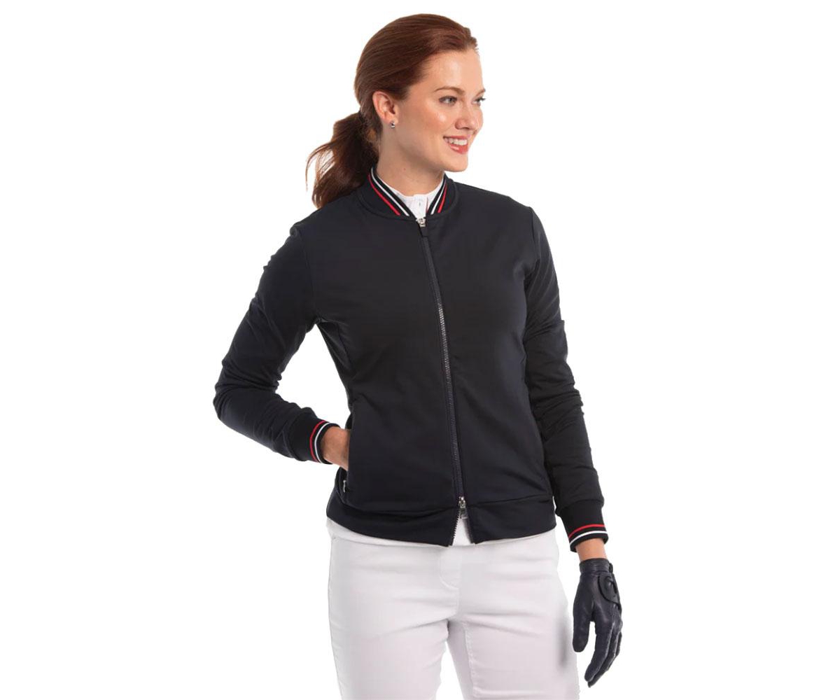 Click here for Ep Ny Womens Mandarin Collar Golf Jacket - Navy/mu... prices
