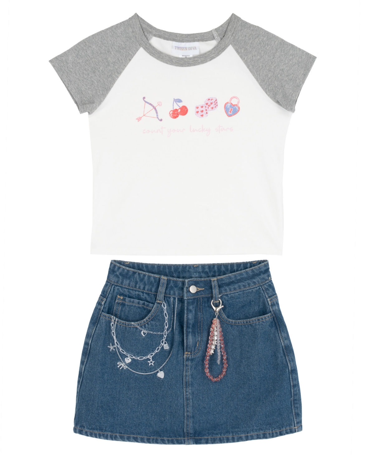 Click here for Tween Diva Girls 7-16 Graphic Raglan T-Shirt and E... prices