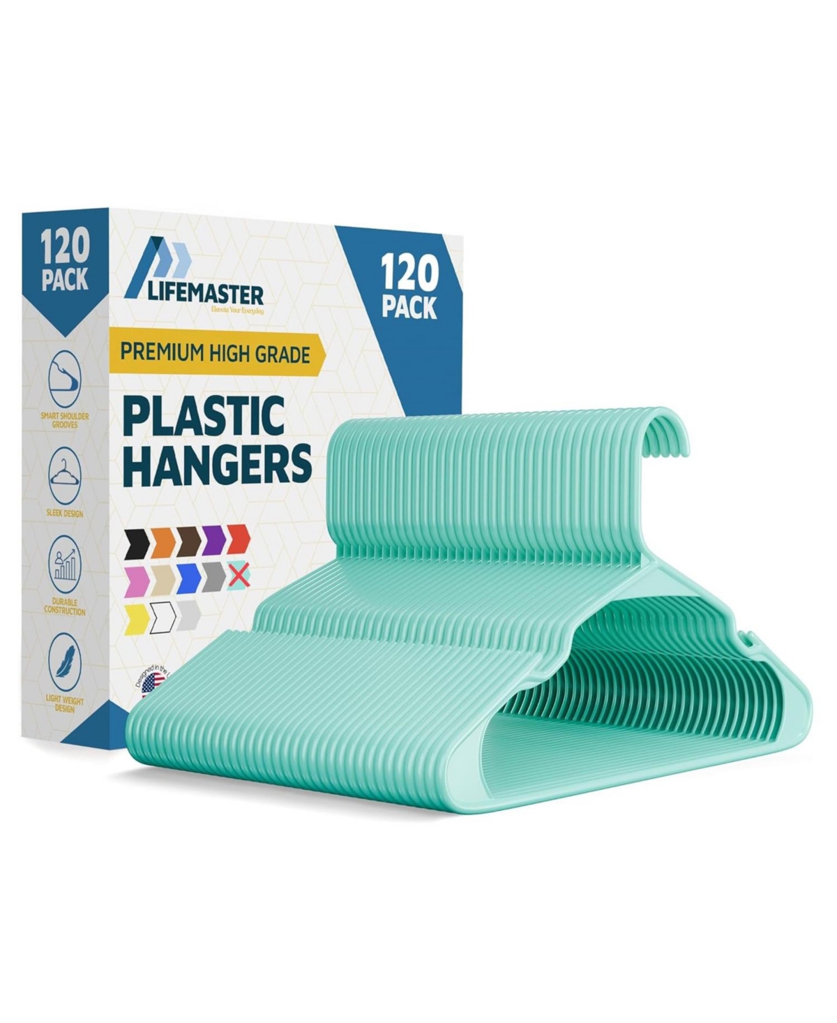 Click here for Lifemaster Heavy-duty aqua plastic hangers with no... prices