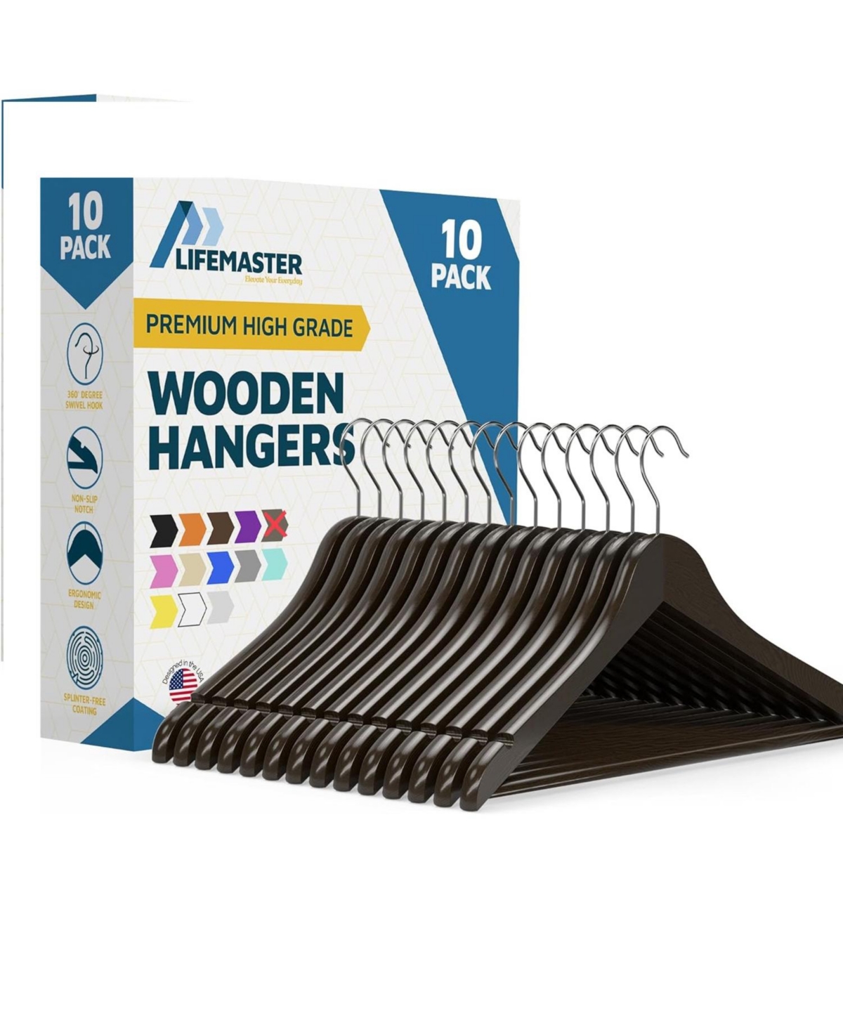 Click here for Lifemaster Wooden Hangers with 360degree(s) swivel... prices