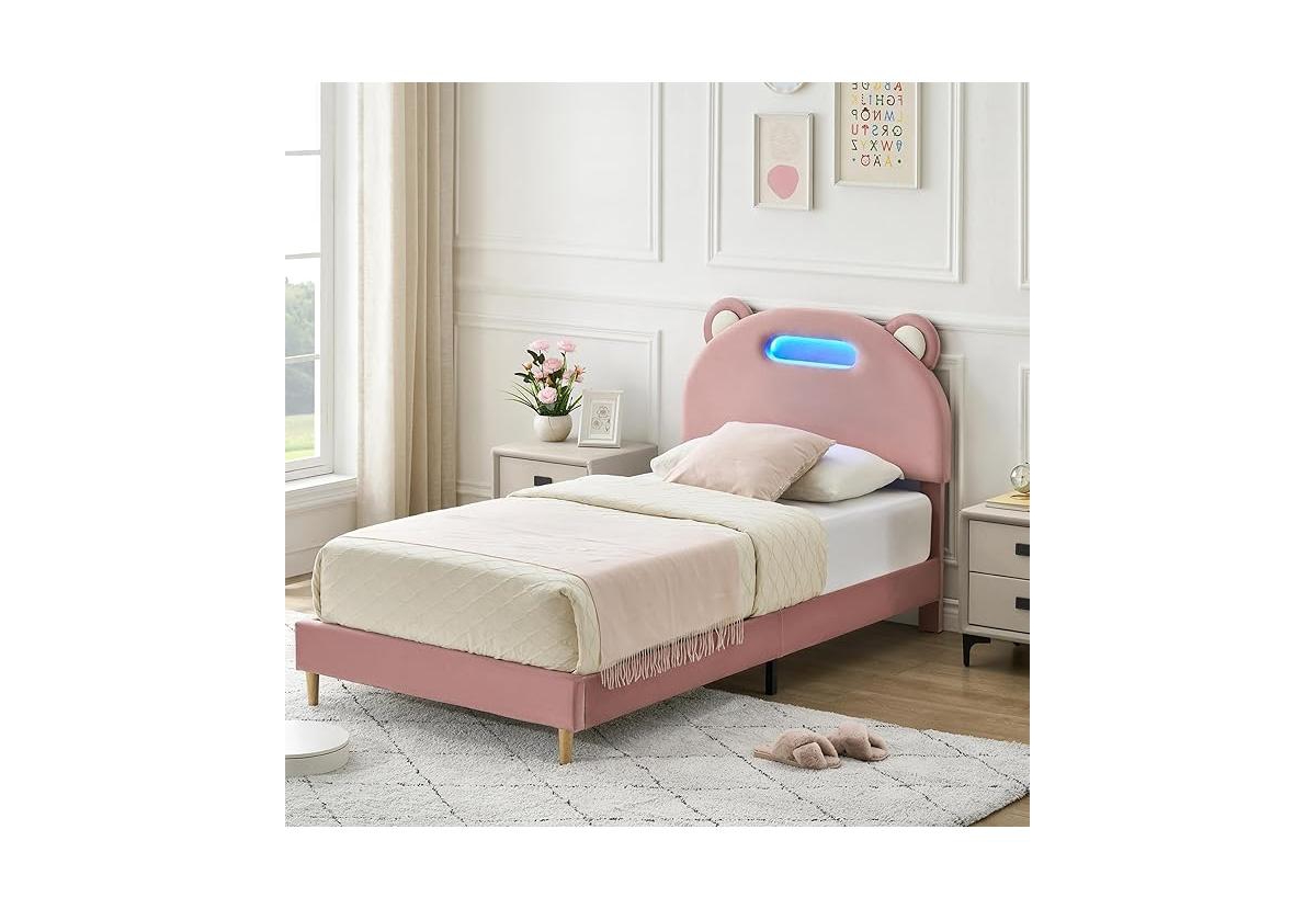 Click here for GarveeHome twin platform bed with upholstered Led... prices